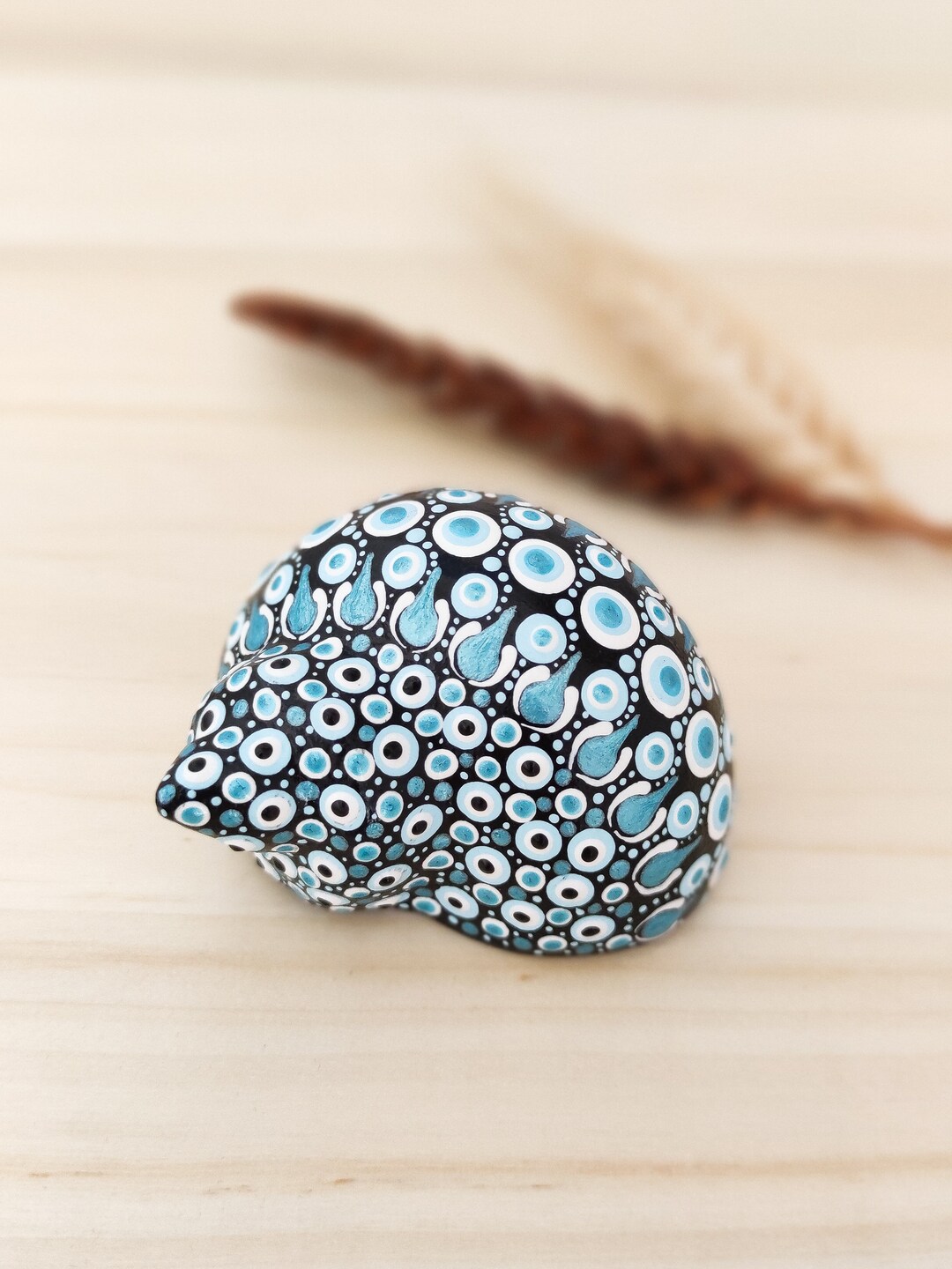 Black and Blue Seashell Decor Handpainted Sea Shell With Dot - Etsy