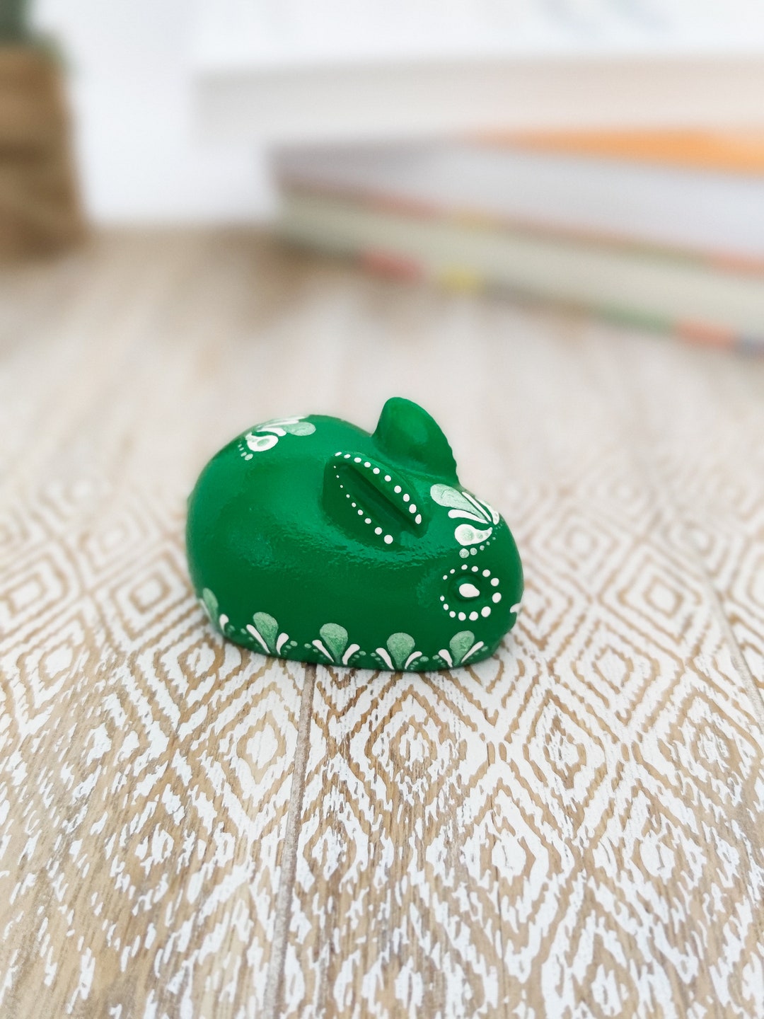 Small Green Rabbit Sculpture Cute Little Animal Figures Desk - Etsy