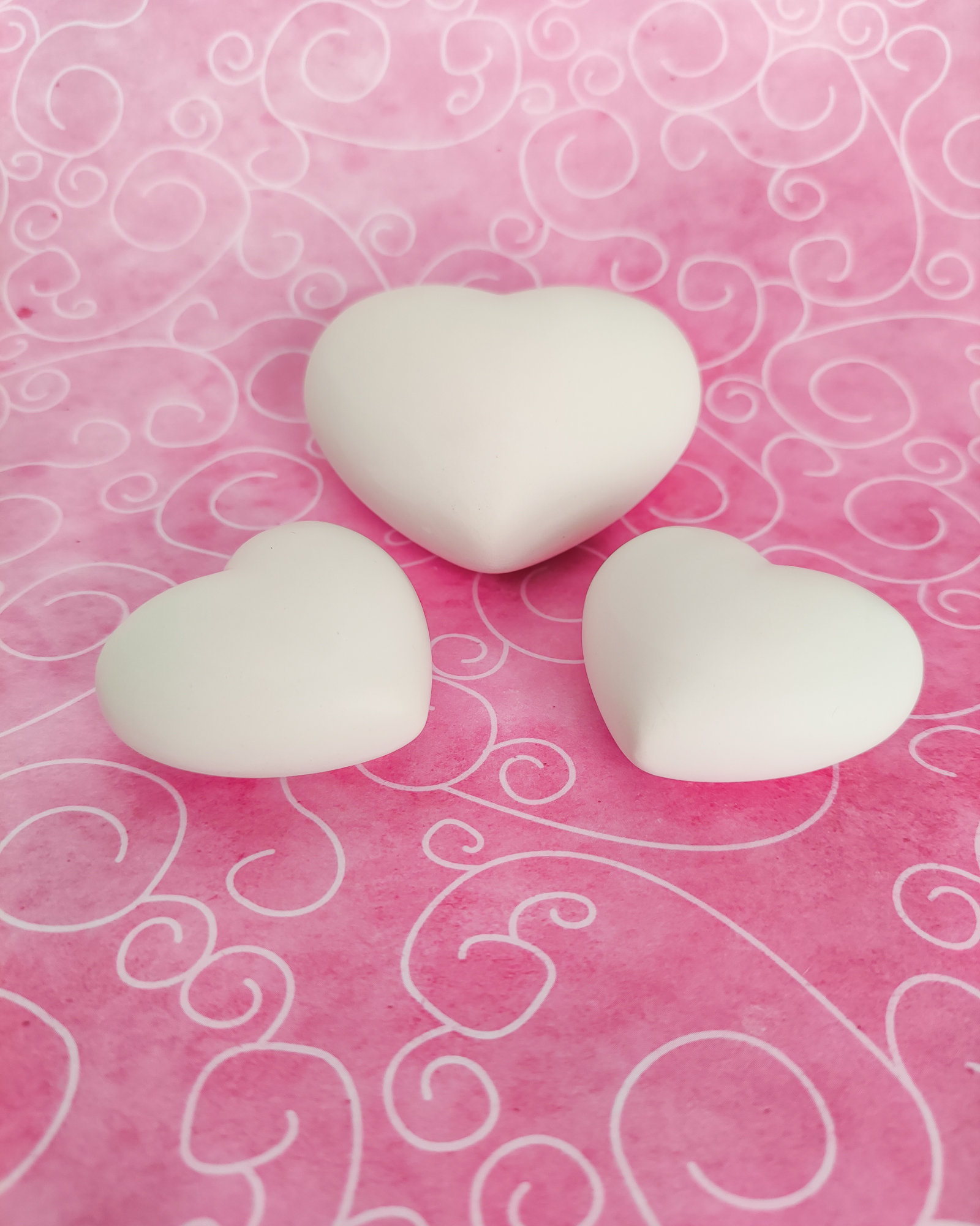 Set of 3 Hearts Ready to Paint, Ceramic Plaster to Paint, Blank Hearts ...