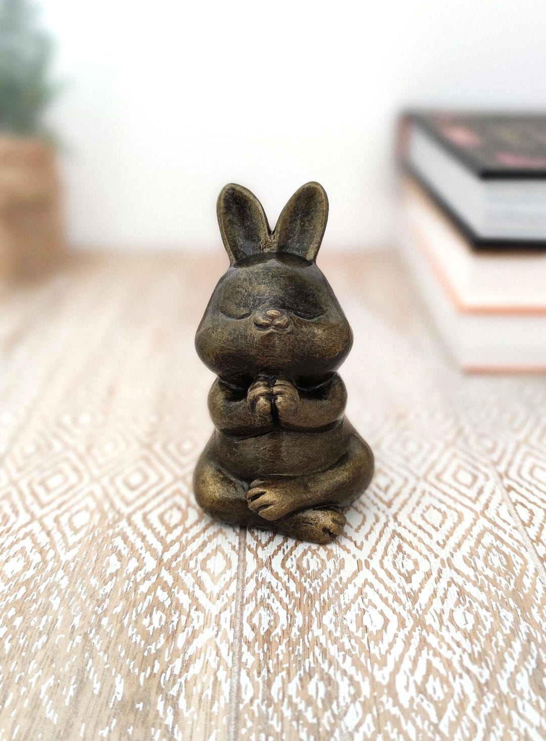 Meditating Rabbit Figurine, Yoga Rabbit Figure, Handmade Meditating ...