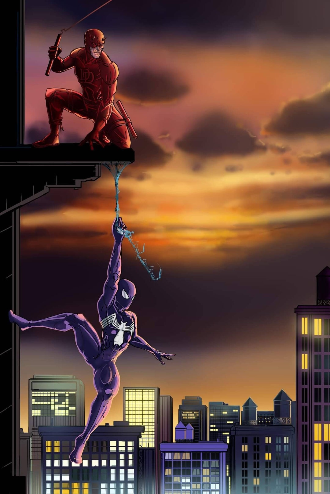 Spiderman and Daredevil Poster Print - Etsy