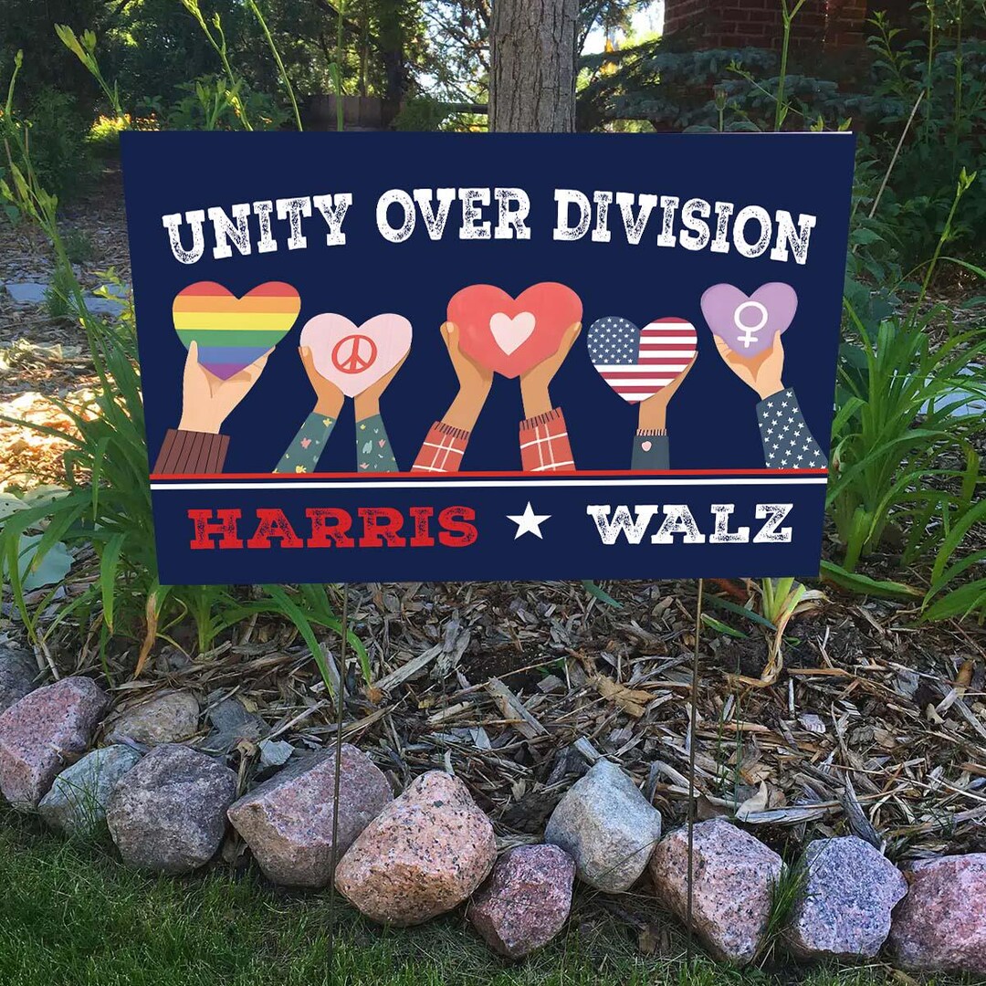 Harris Walz 2024 Unity Over Division 2-sided Yard Sign, 2024 Campaign ...