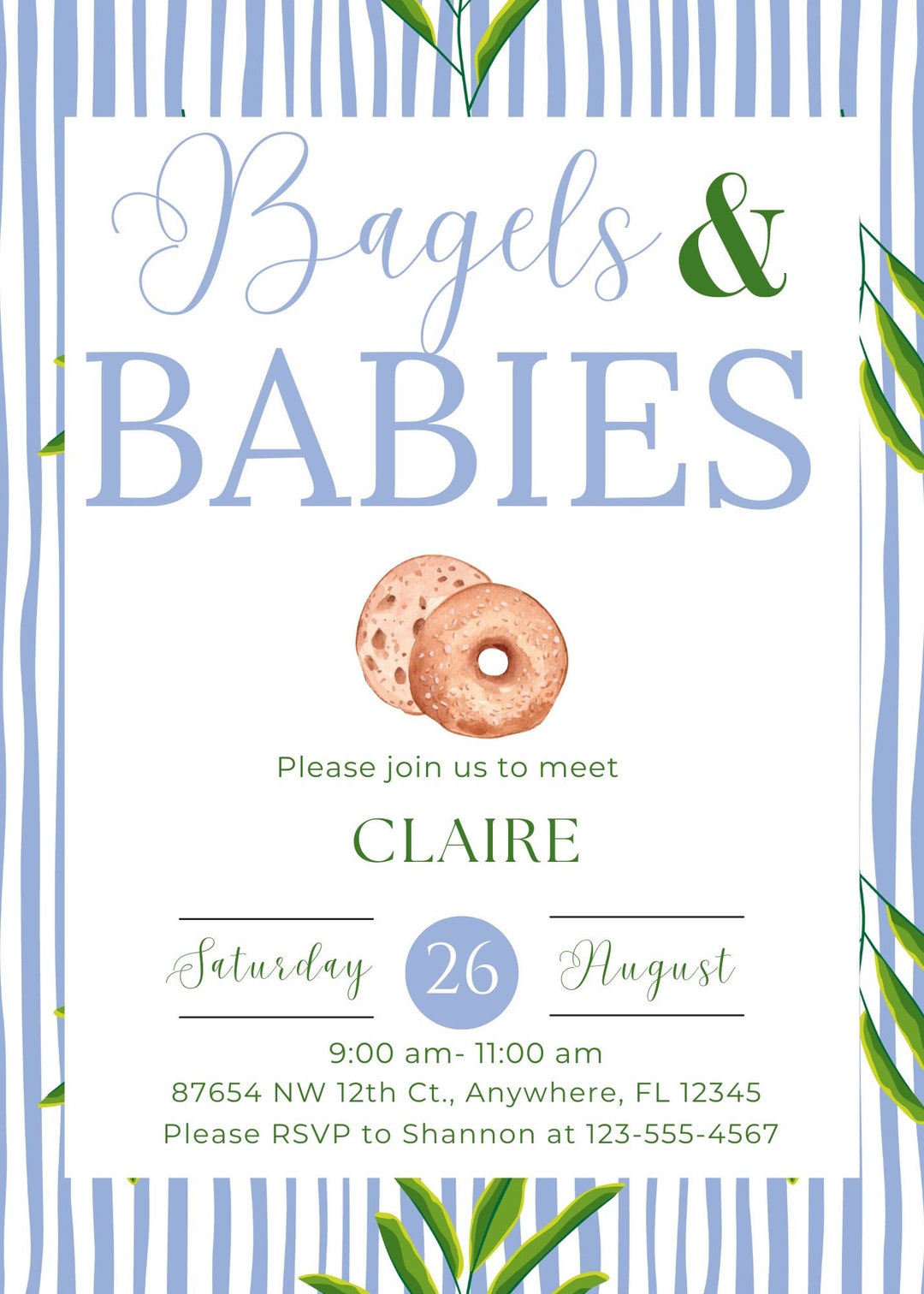 Sip & See, Bagels and Babies, Baby Boy Invitation, Sip and See Girl ...
