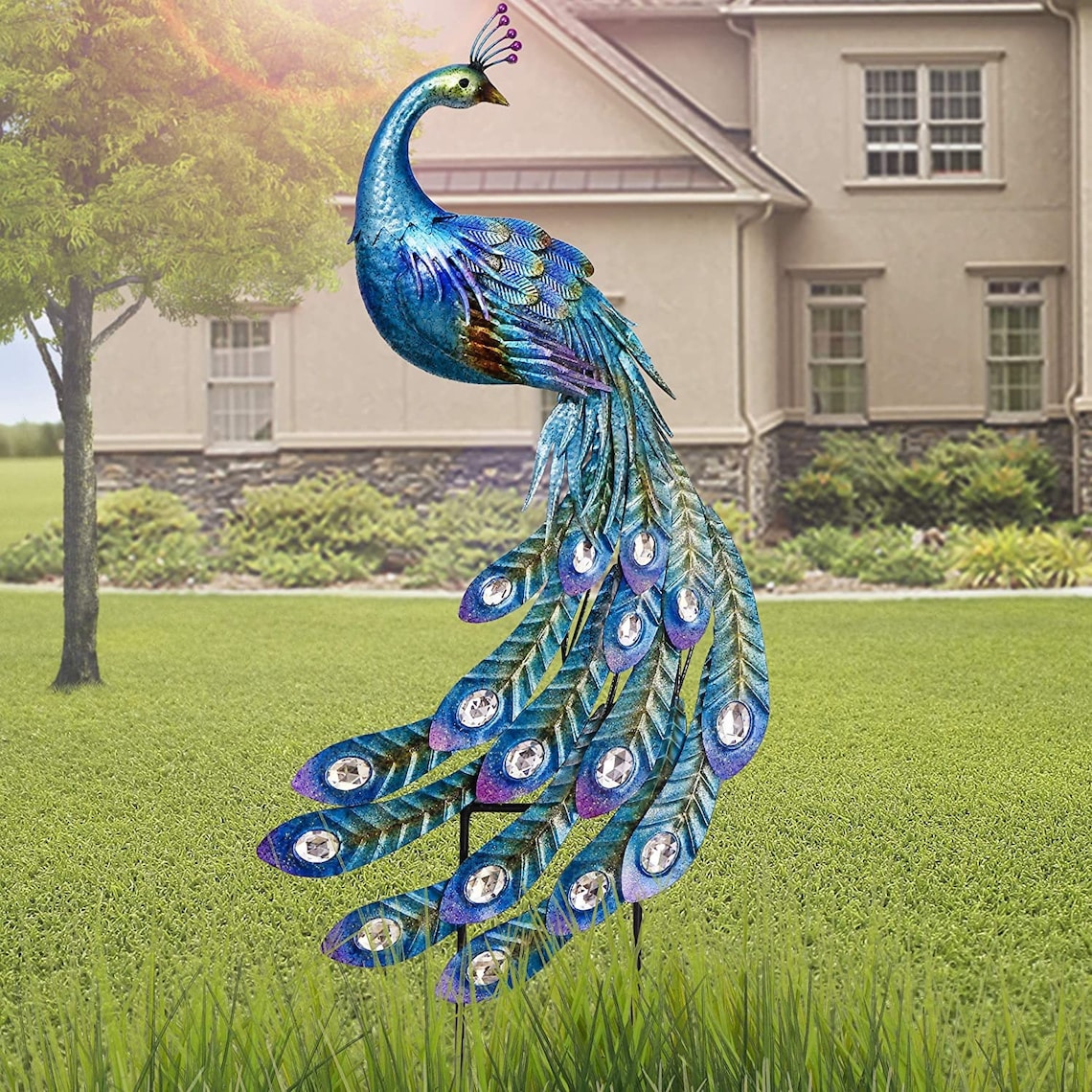 Peacock Decor Garden Statue And Sculpture Indoor Outdoor Etsy