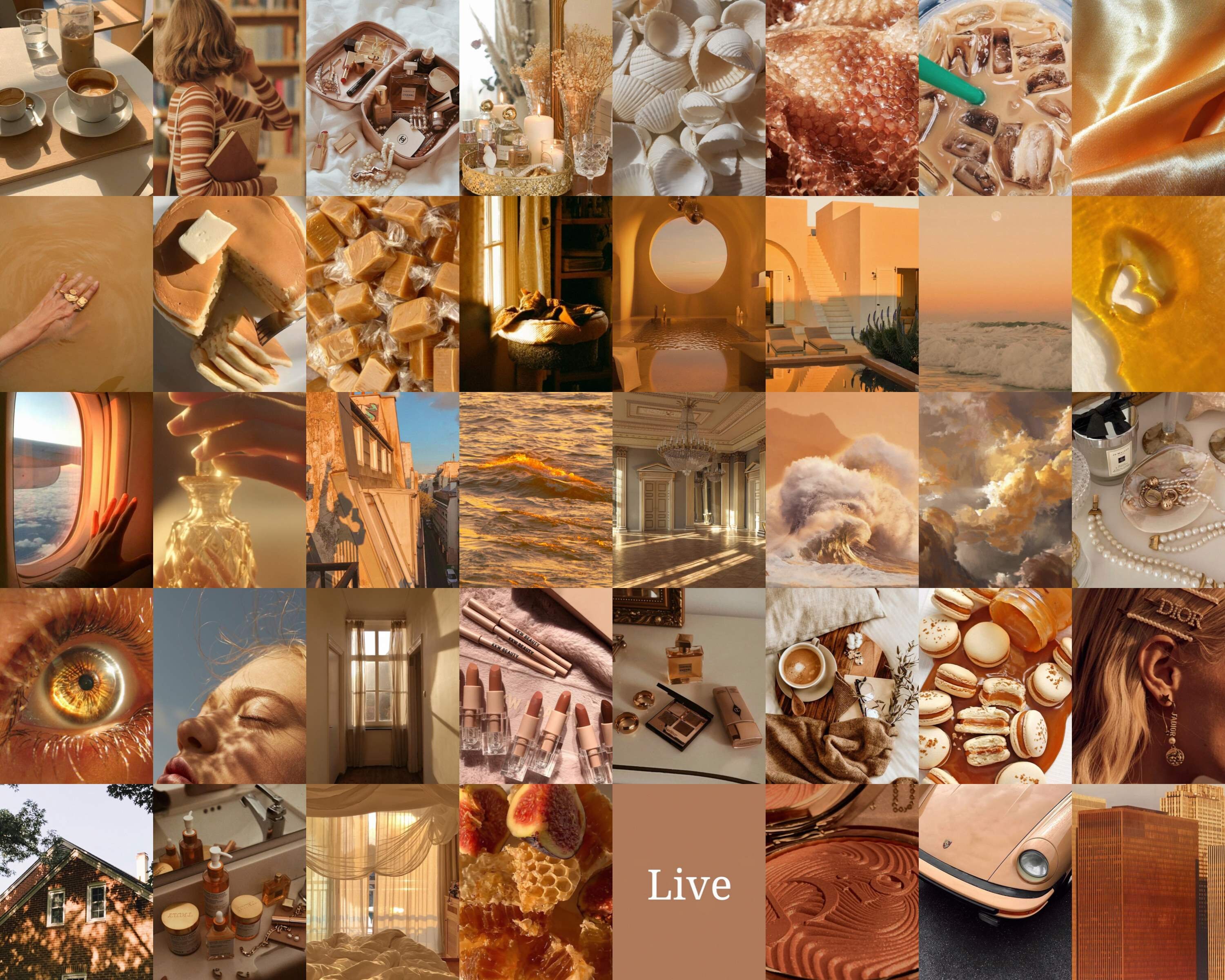 40PCS Caramel Honey Wall Collage Kit, Gold Aesthetic, DIGITAL Prints ...