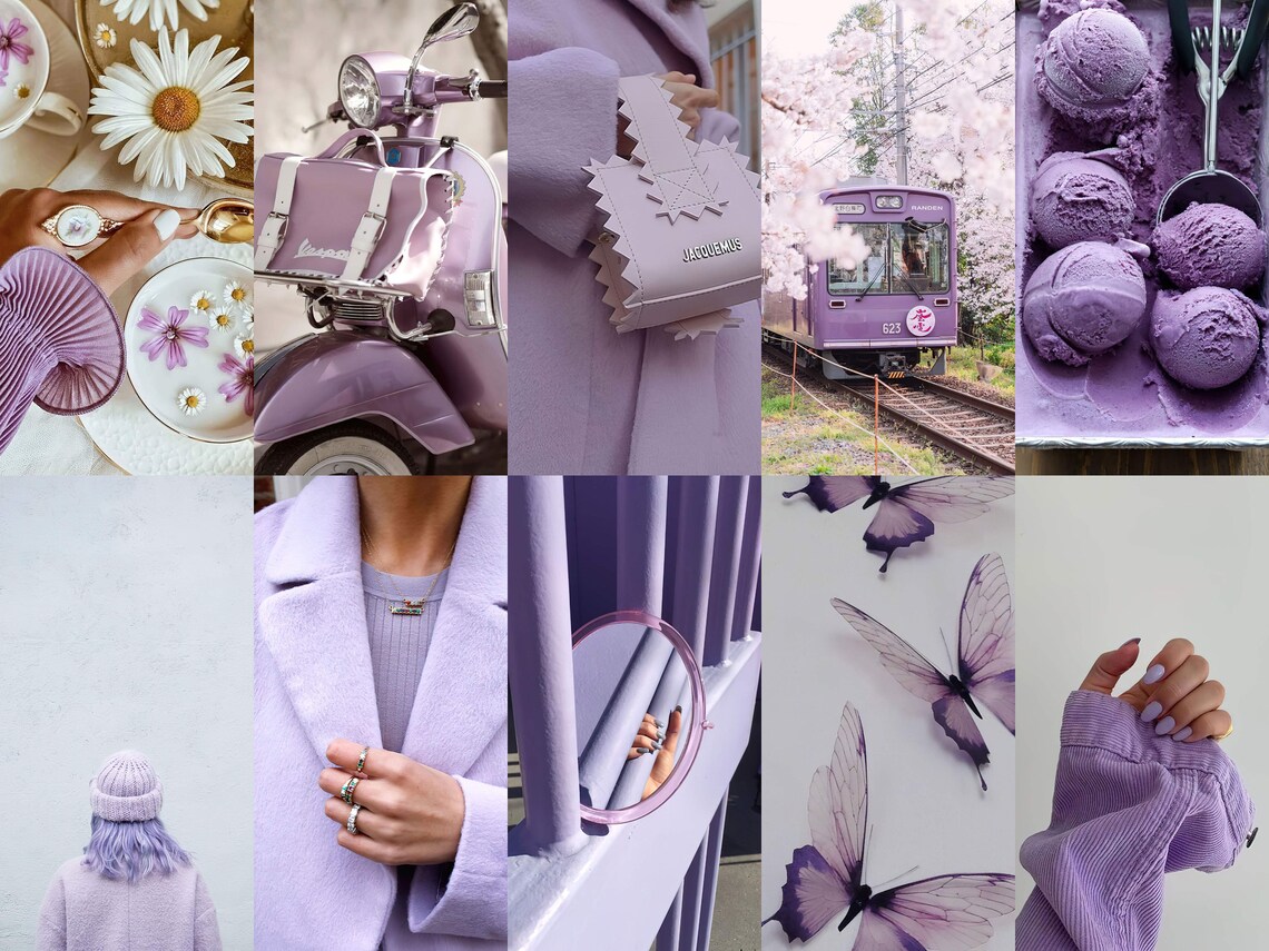 100+ PCS Lilac Wall Collage Kit, Lavender Aesthetic, Soft Purple ...