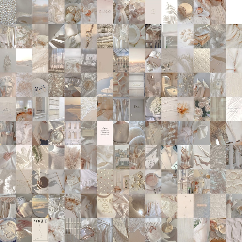 150 Pcs Cream Wall Collage Kit, Soft Beige Aesthetic, Ivory Aesthetic ...