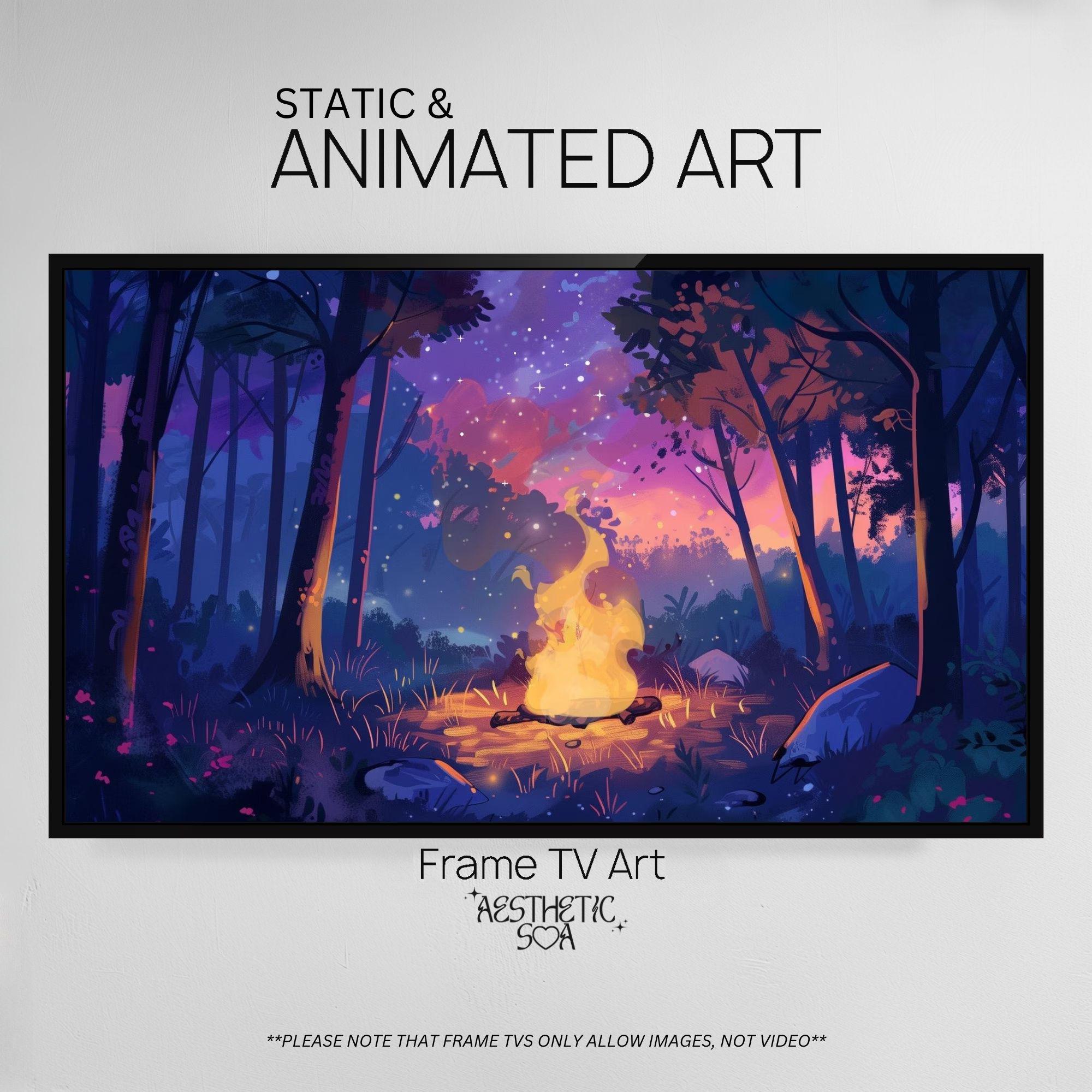 Enchanted Campfire Animated TV Frame, Frame TV Pictures, Camping Live ...