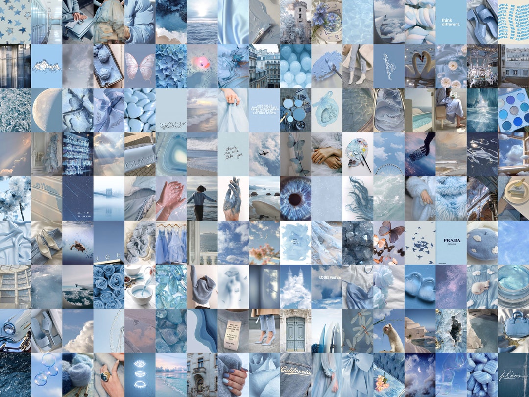 150 PCS Soft Blue Wall Collage Kit, Baby Blue, Fifty Shades of Blue ...