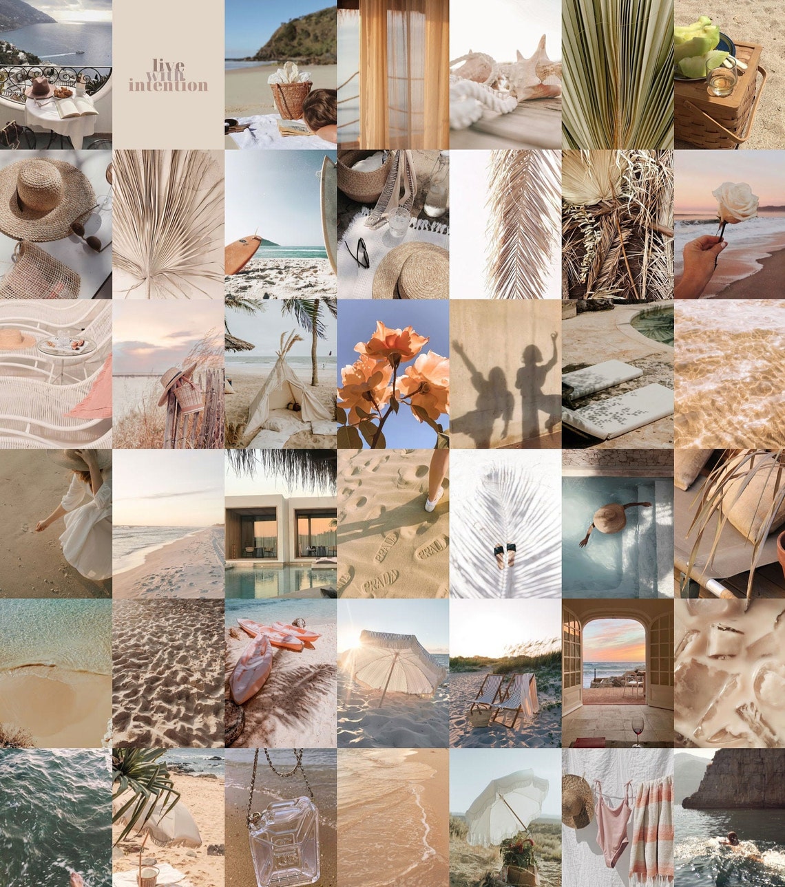 100+ PCS Boho Beach Wall Collage Kit, Beige Tan Collage Kit, Summer ...