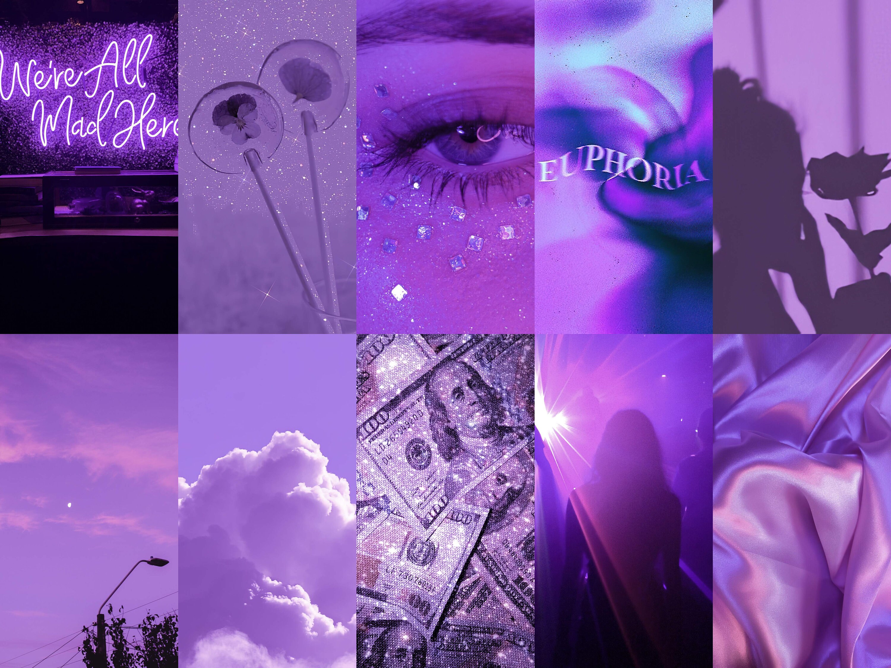 Neon Purple Wall Collage Kit Euphoria Aesthetic Dark Purple Etsy Canada