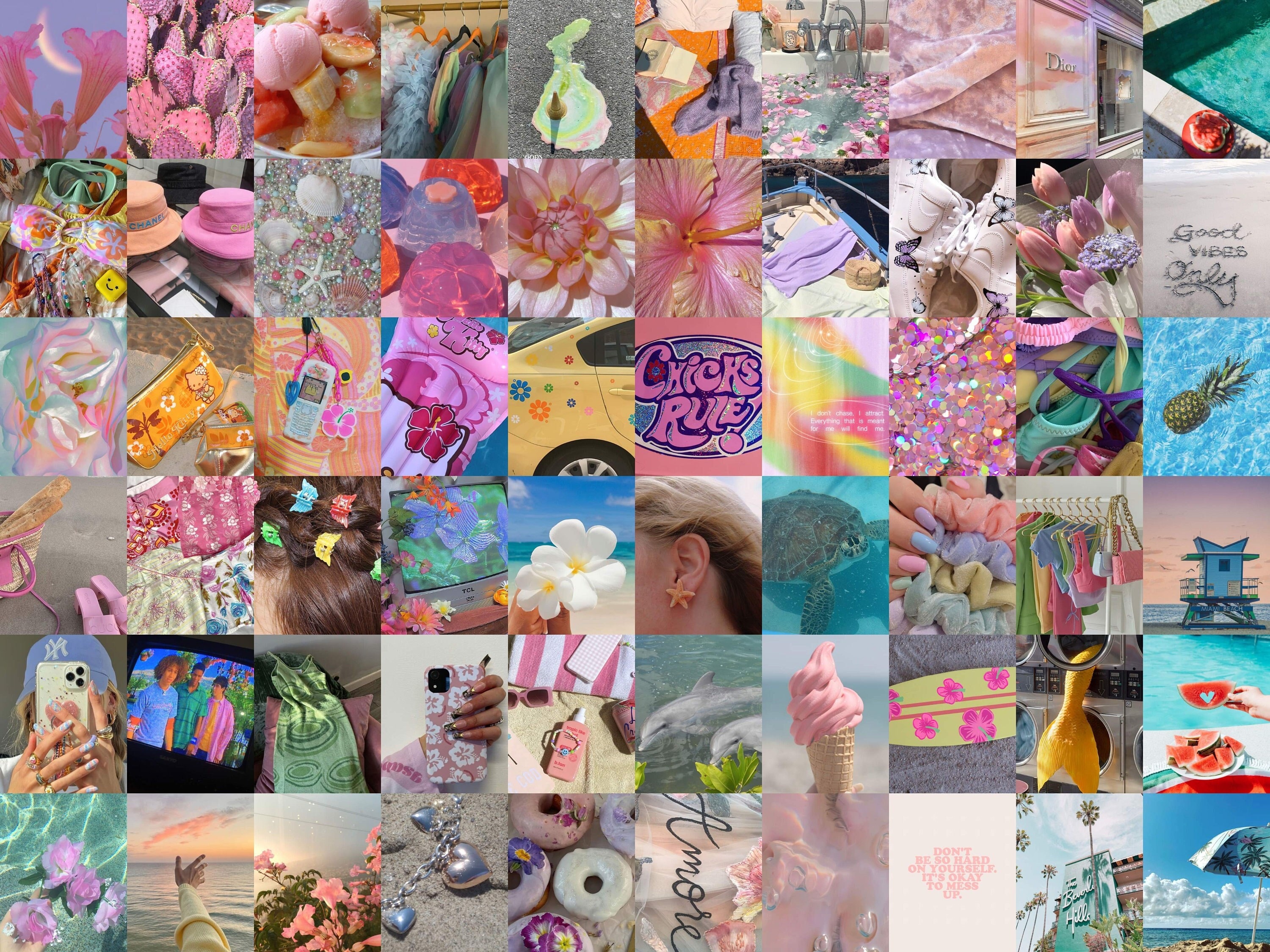 80pcs Aesthetic Vsco Girl Collage Kit Beachy Cute Aesthetic Wall Decor