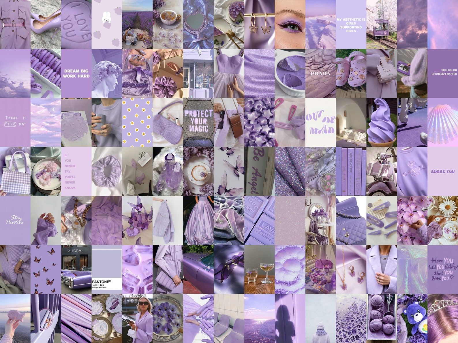 100+ PCS Lilac Wall Collage Kit, Lavender Aesthetic, Soft Purple ...