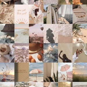 100+ PCS Boho Beach Wall Collage Kit, Beige Tan Collage Kit, Summer ...