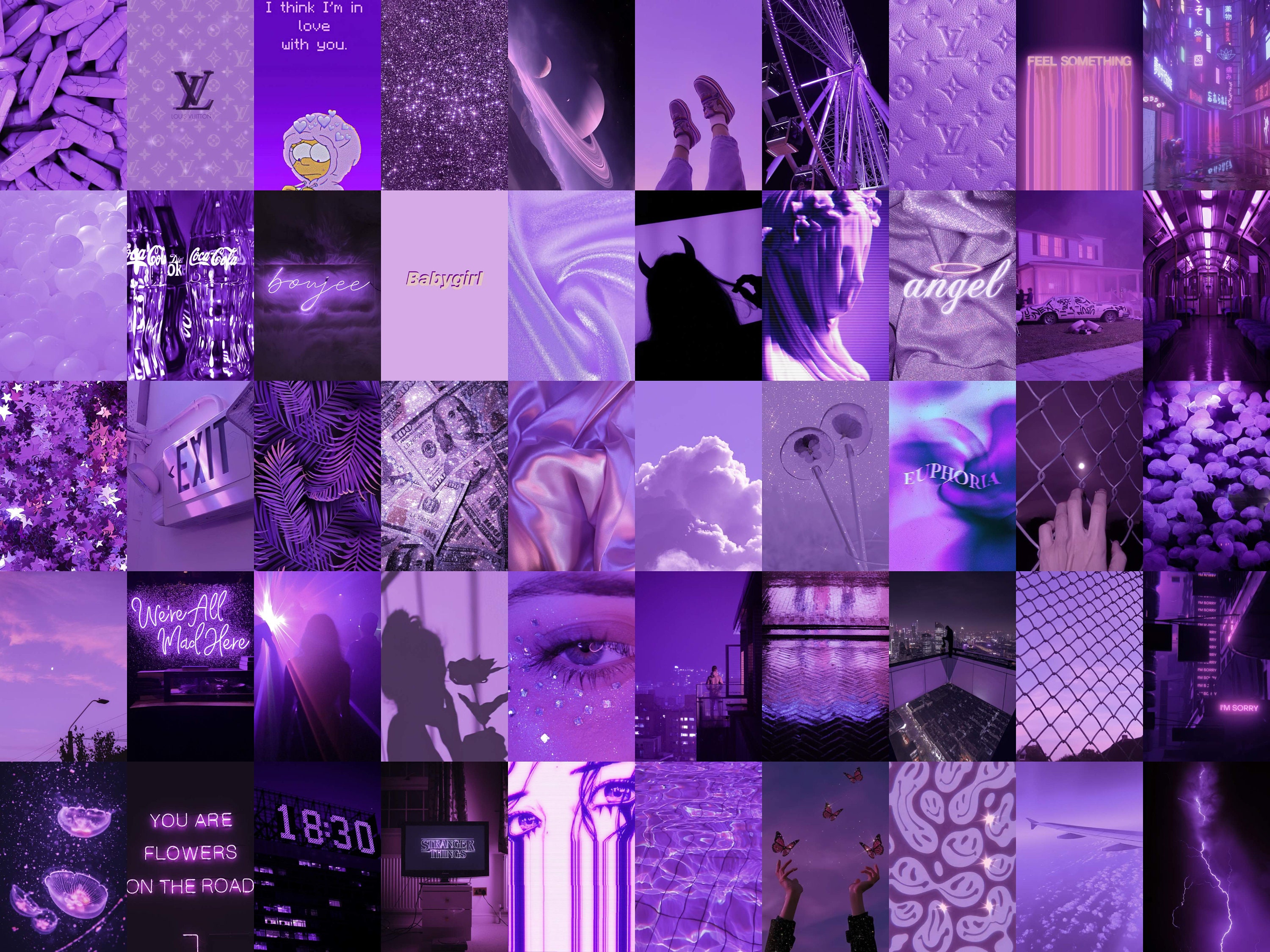 Prints Art & Collectibles | 4x6 Purple Neon Aesthetic Photo Collage ...