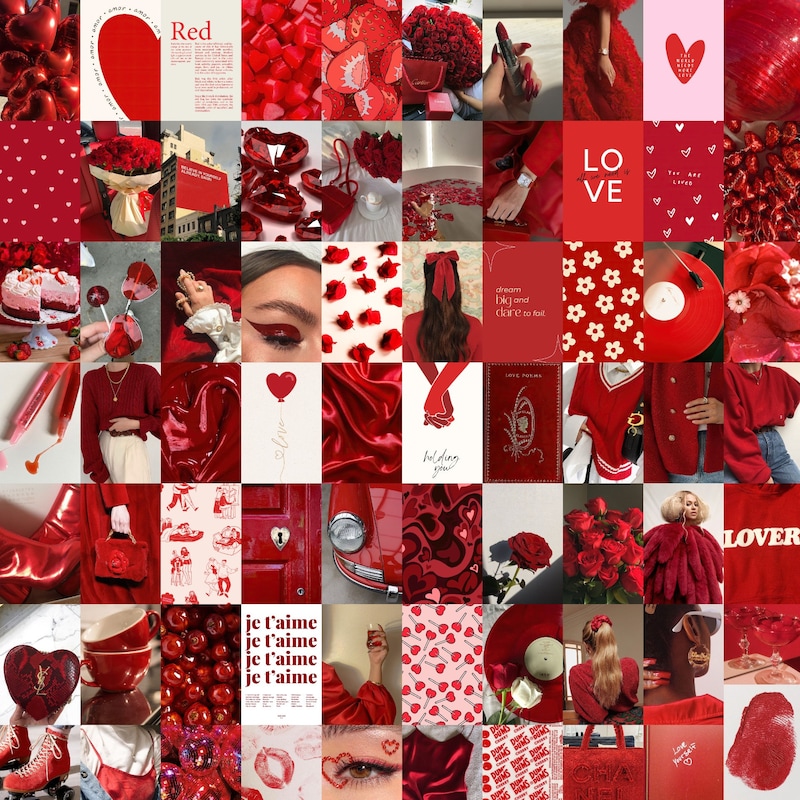 Red Wall Collage Kit - Etsy