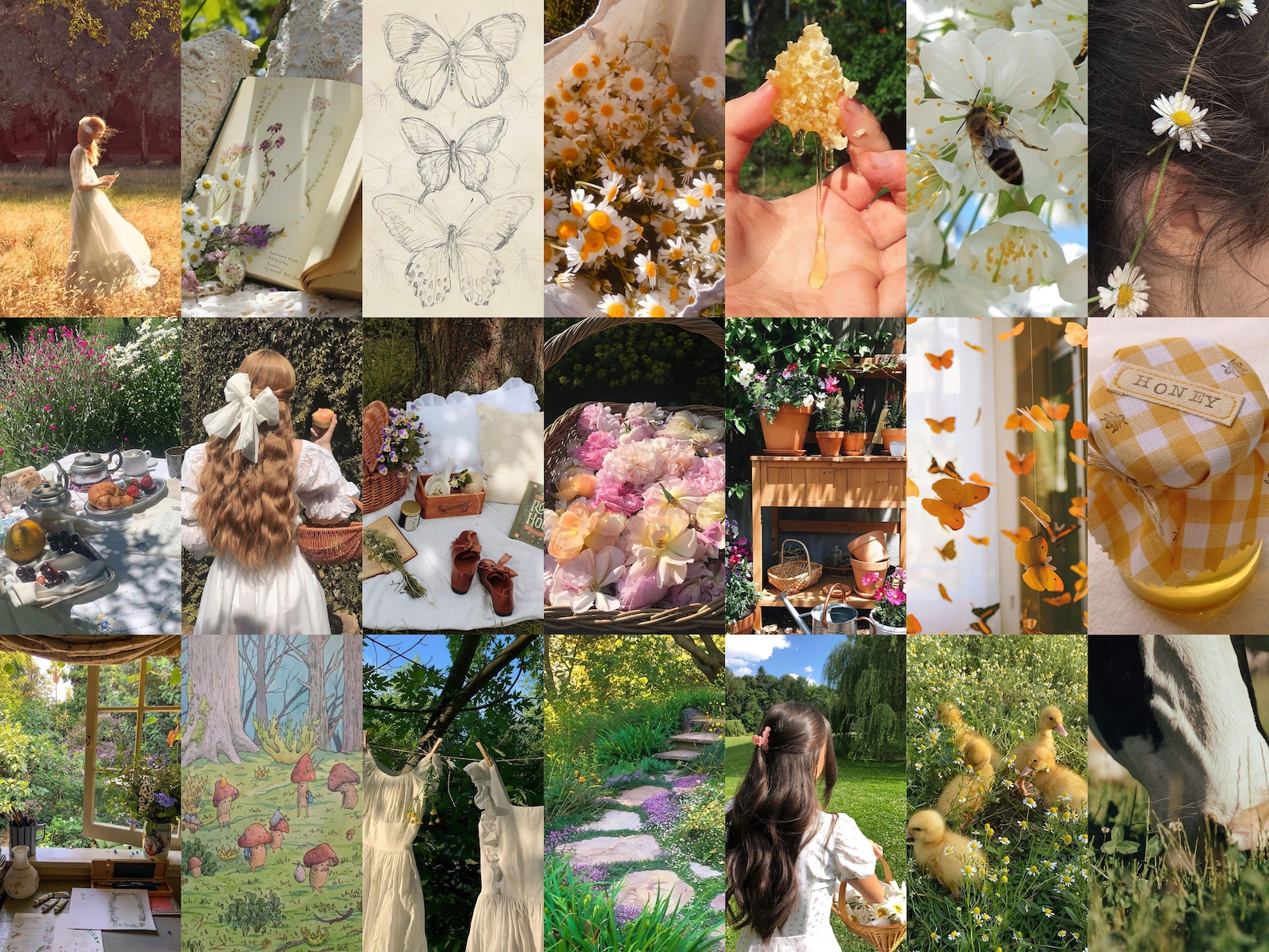 100 Pcs Cottagecore Wall Collage Kit Fairycore Aesthetic Etsy