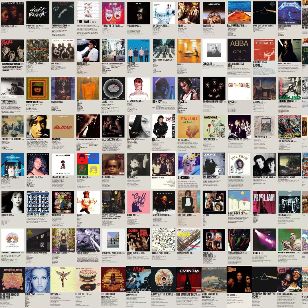 100 PCS Vintage Minimalist Album Cover Poster, Retro Music Wall Decor ...