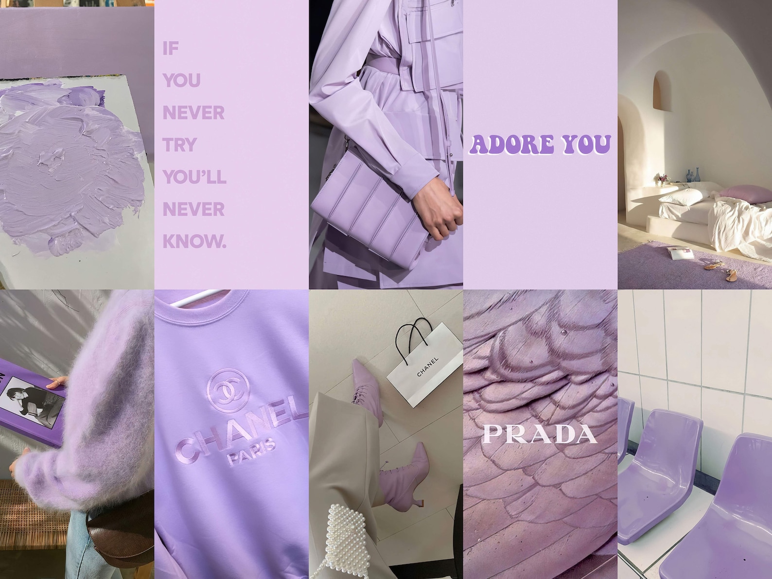 100+ PCS Lilac Wall Collage Kit, Lavender Aesthetic, Soft Purple ...