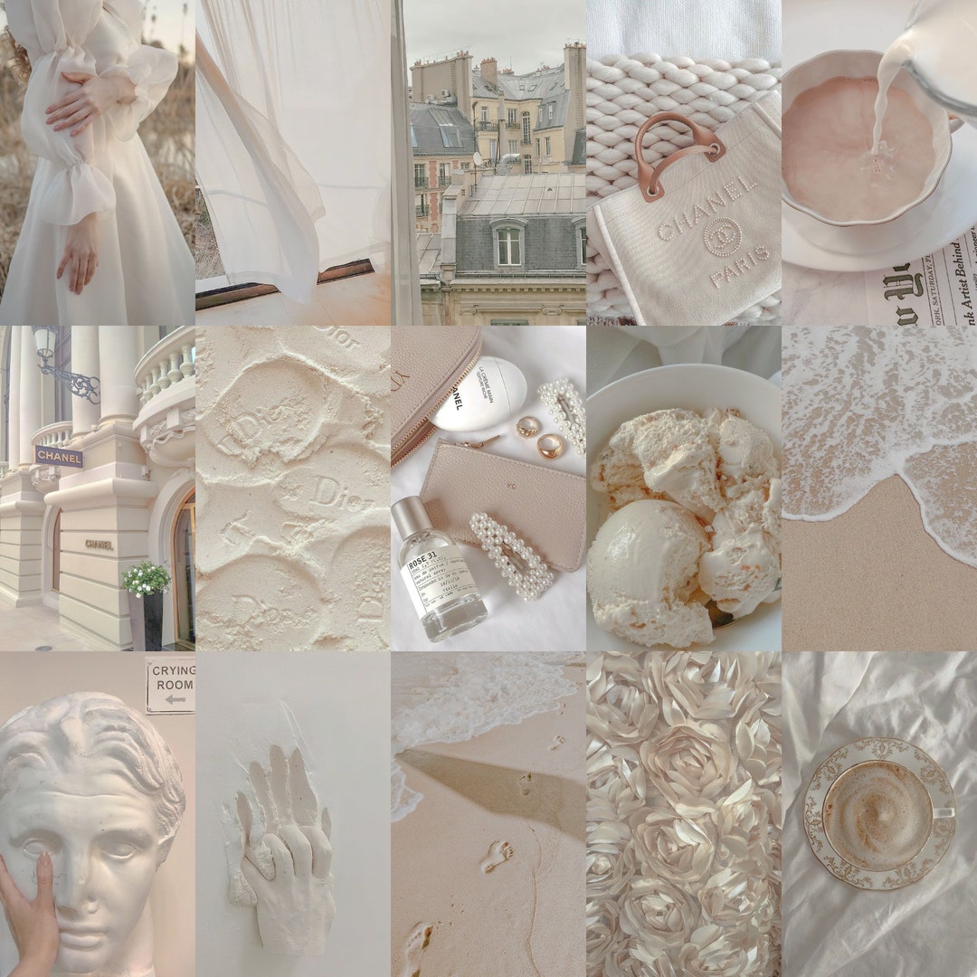 150 Pcs Cream Wall Collage Kit, Soft Beige Aesthetic, Ivory Aesthetic ...
