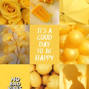 100 Yellow Aesthetic Wall Collage Kit, DIGITAL Prints, Aesthetic Room ...