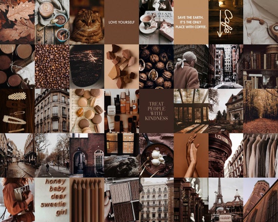 Mocha Wall Collage Kit Brown Aesthetic DIGITAL Prints Wall | Etsy