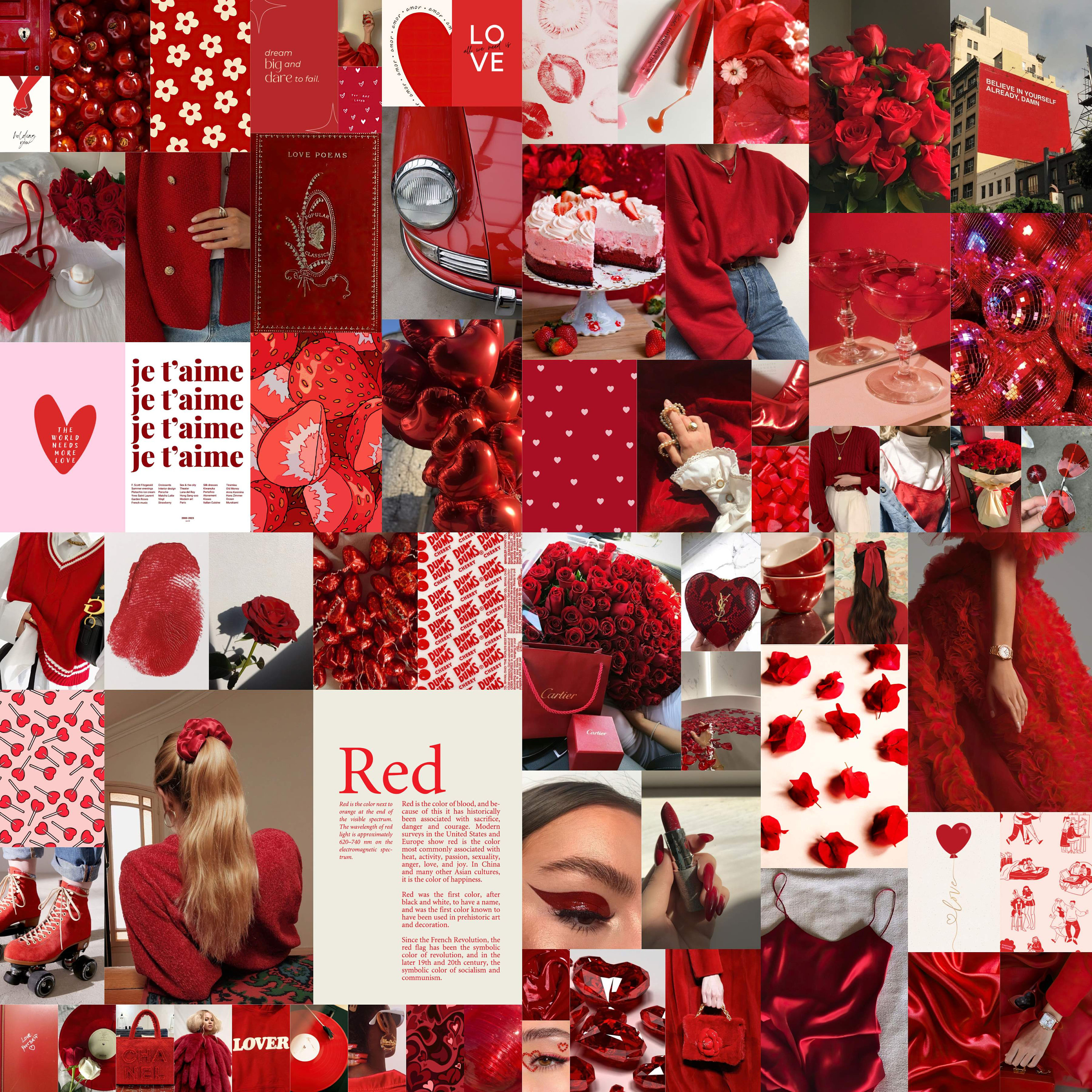 70PCS Red Aesthetic Wall Collage Kit, Valentine Photo Collage, DIGITAL ...