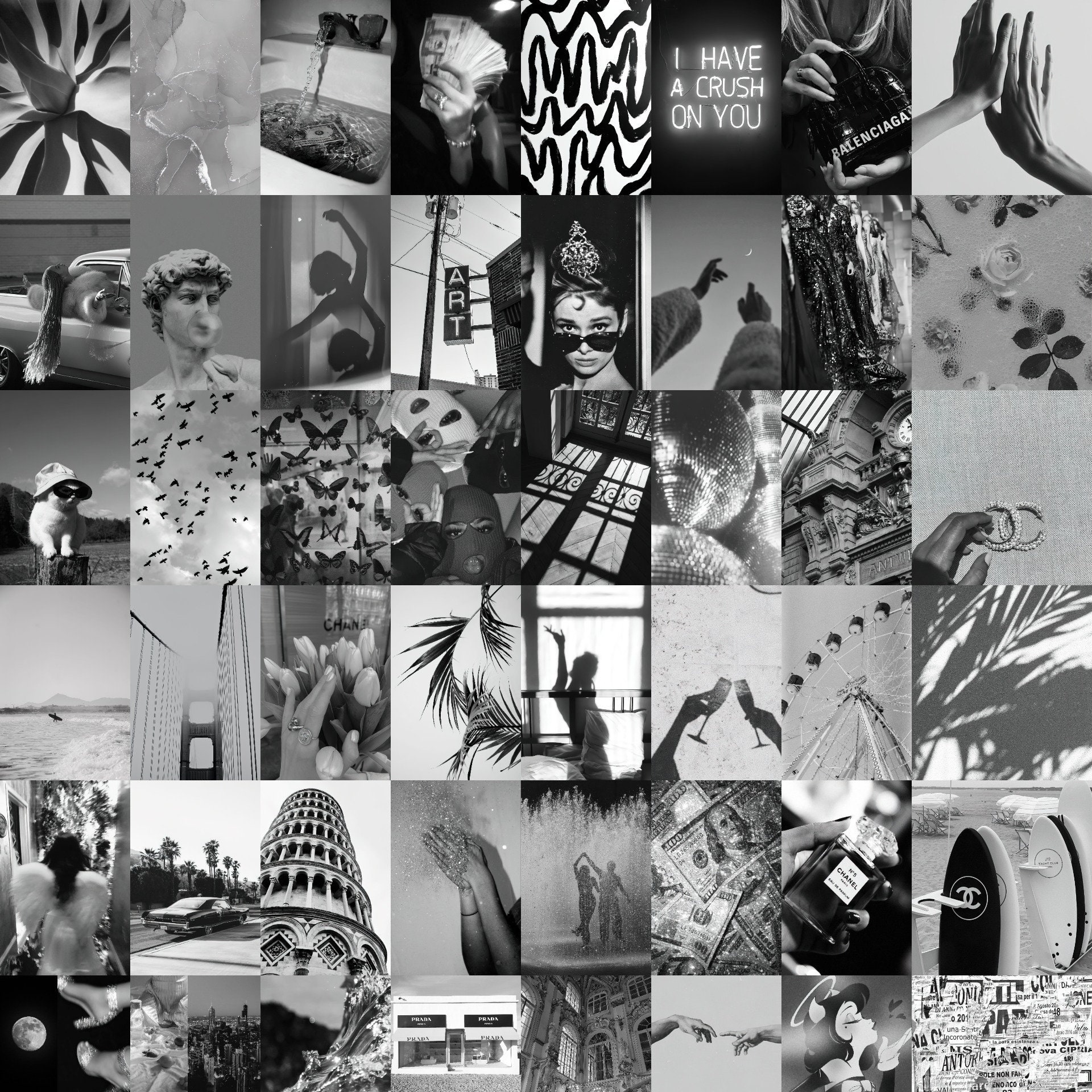 Black and White Wall Collage Kit, Boujee Aesthetic, B&W, DIGITAL Prints ...