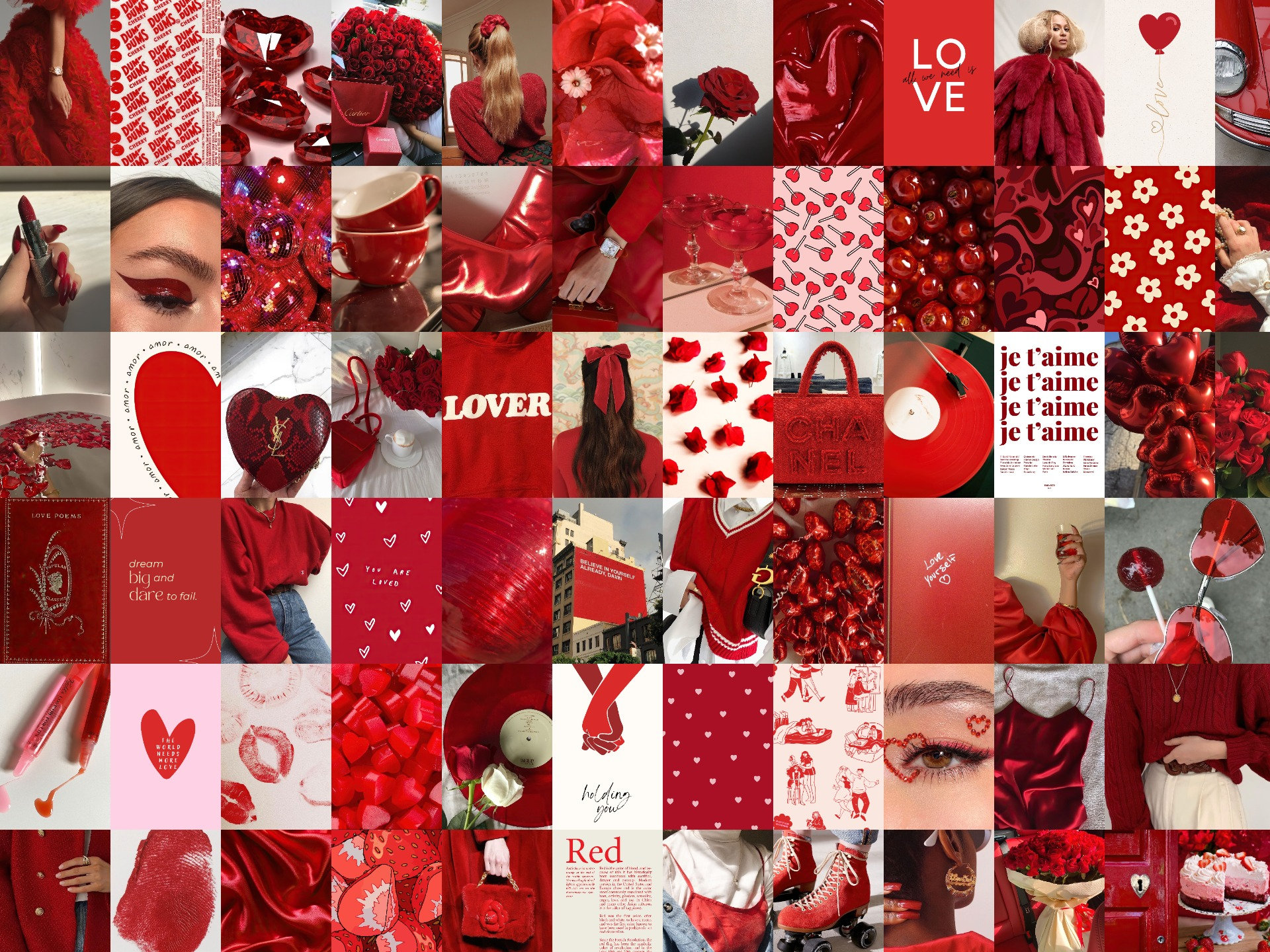 70PCS Red Aesthetic Wall Collage Kit, Valentine Photo Collage, DIGITAL ...