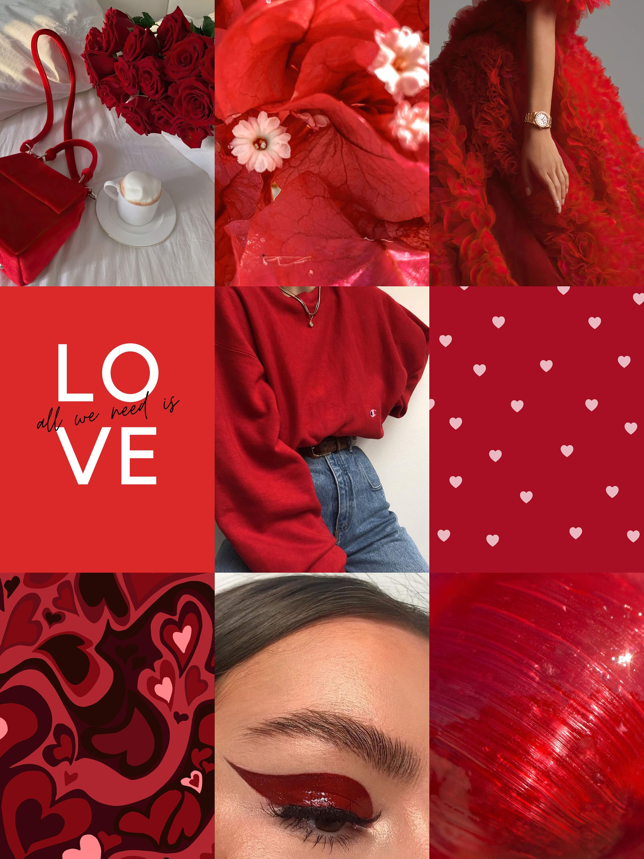 70PCS Red Aesthetic Wall Collage Kit, Valentine Photo Collage, DIGITAL ...