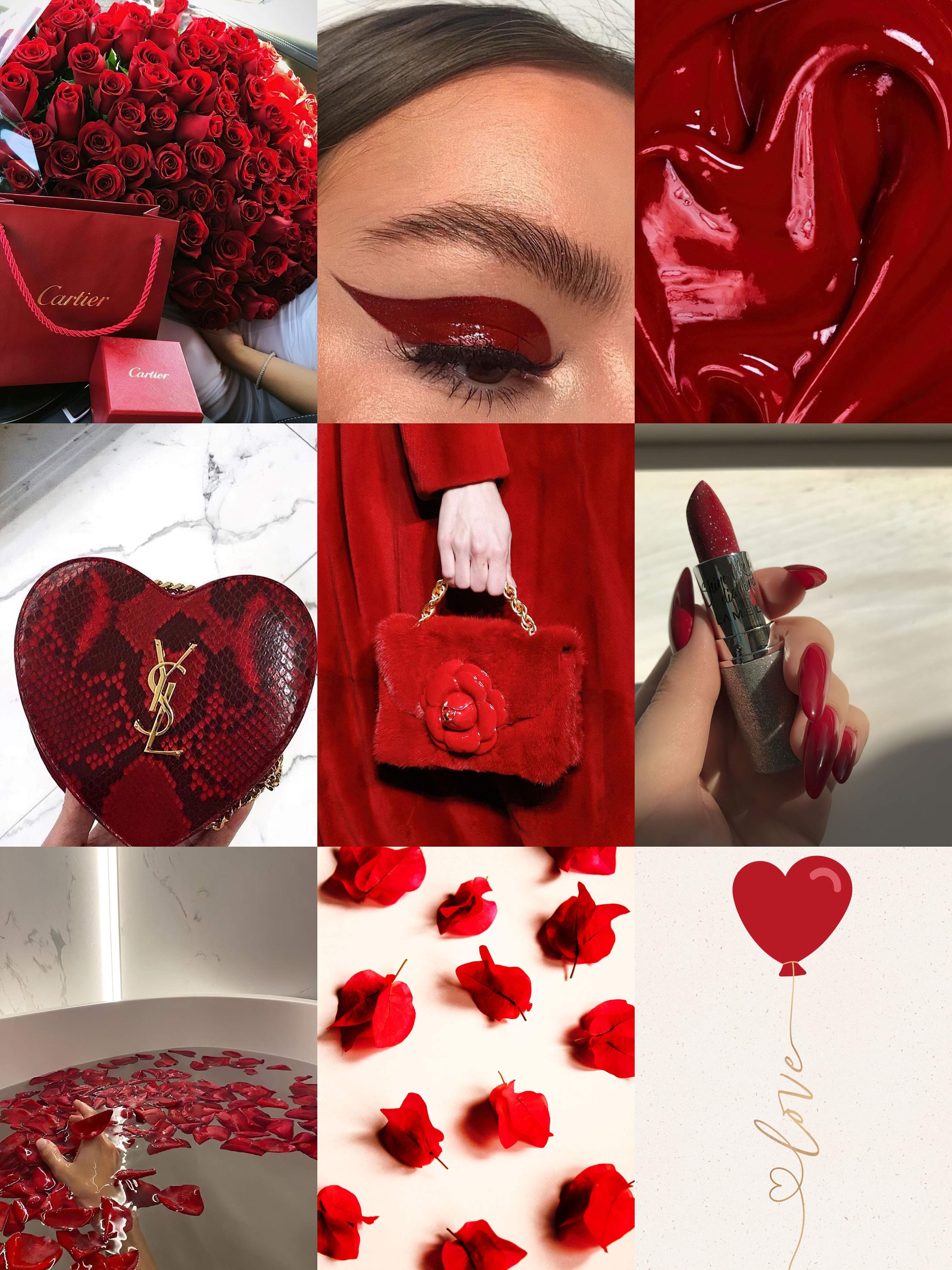 70PCS Red Aesthetic Wall Collage Kit, Valentine Photo Collage, DIGITAL ...