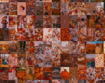 120 Pcs Cozy Autumn Wall Collage Kit, Fall Aesthetic, Soft Orange ...