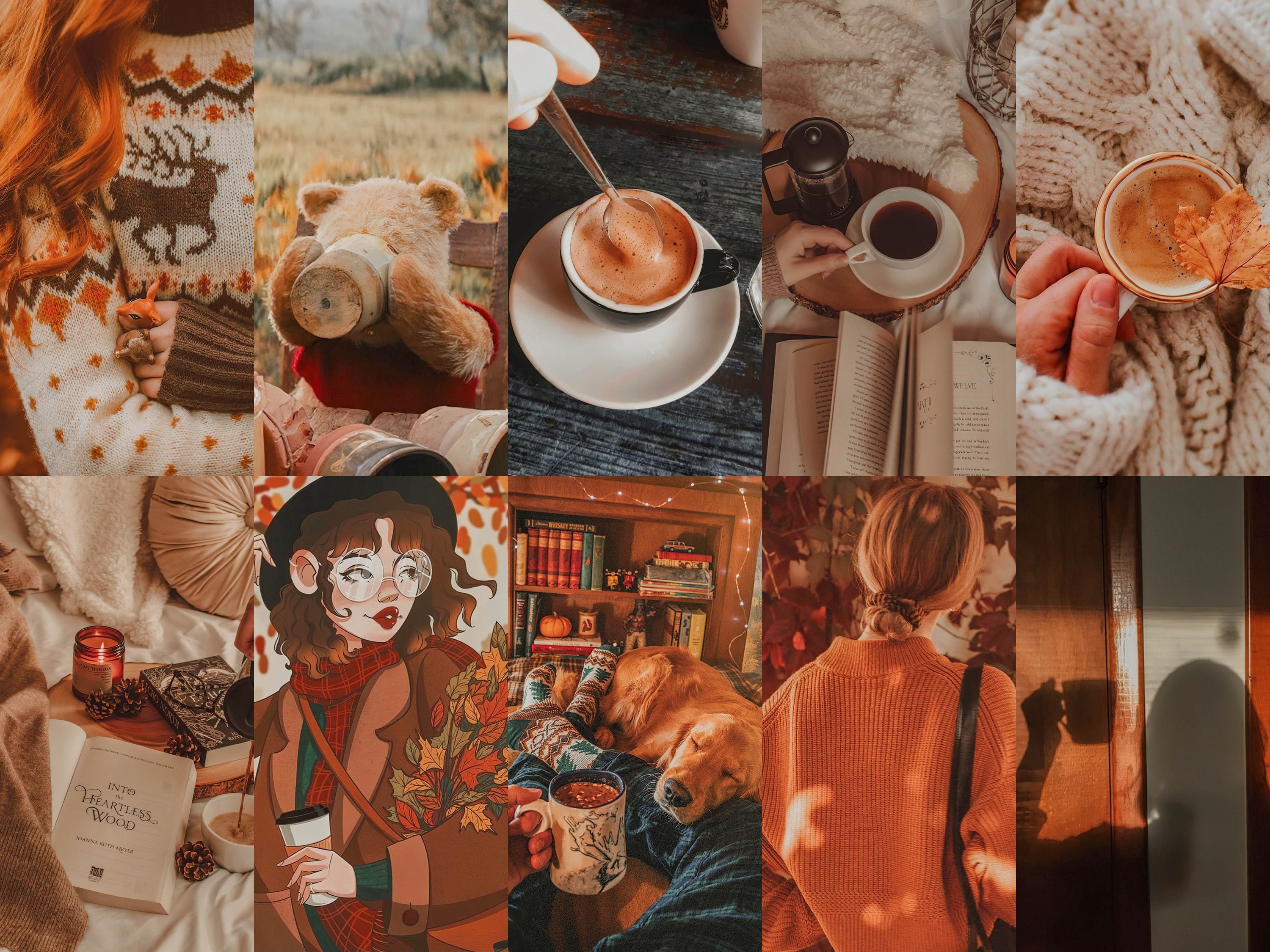 120 Pcs Cozy Autumn Wall Collage Kit Fall Aesthetic Soft - Etsy Hong Kong