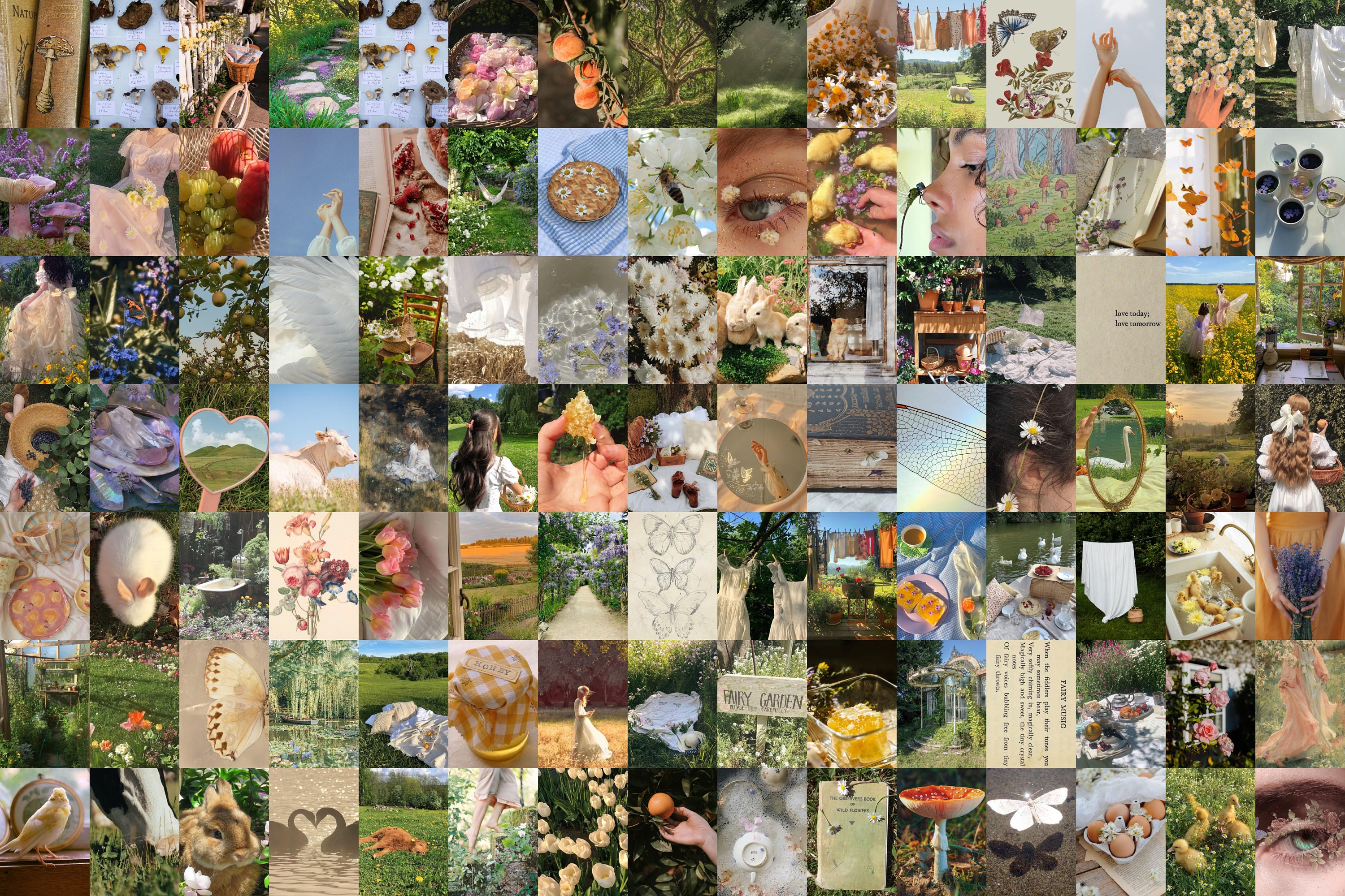 100 Pcs Cottagecore Wall Collage Kit Fairycore Aesthetic Etsy Uk
