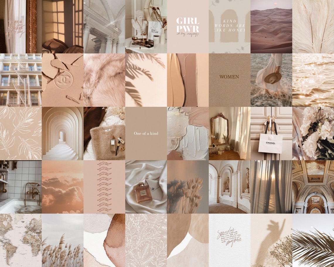 Beige Wall Collage Kit Tan Aesthetic DIGITAL Prints Wall | Etsy