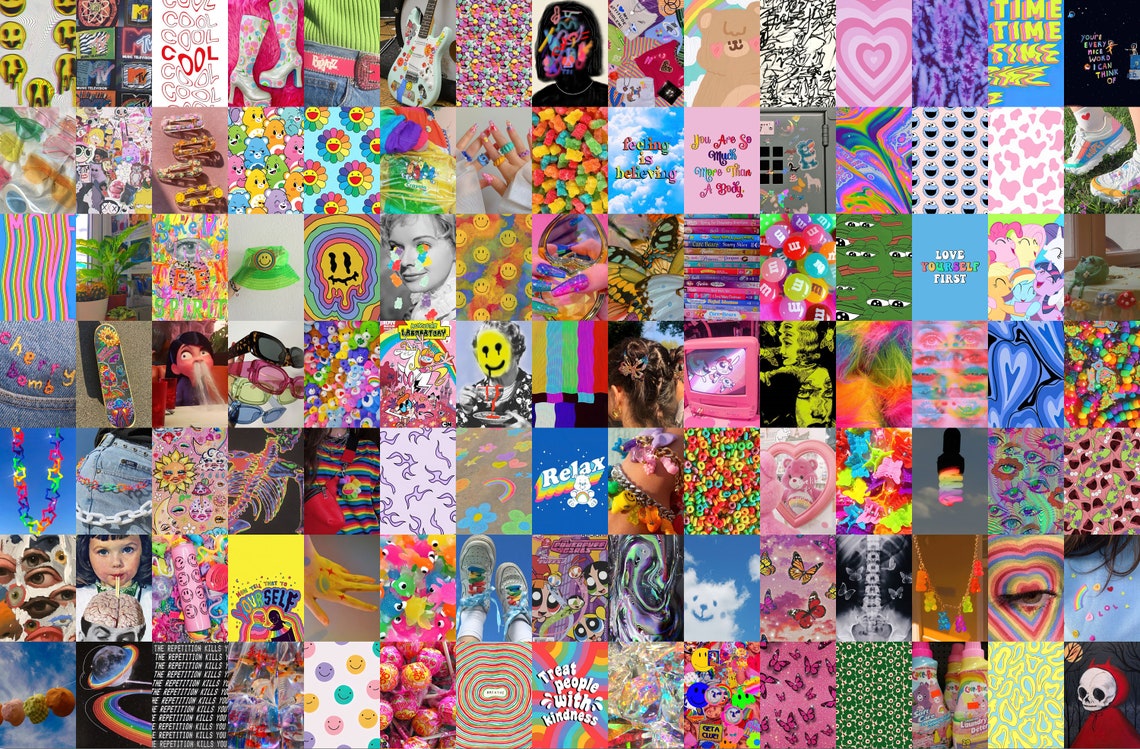 100 PCS Indie Retro Wall Collage Kit Kidcore Aesthetic - Etsy