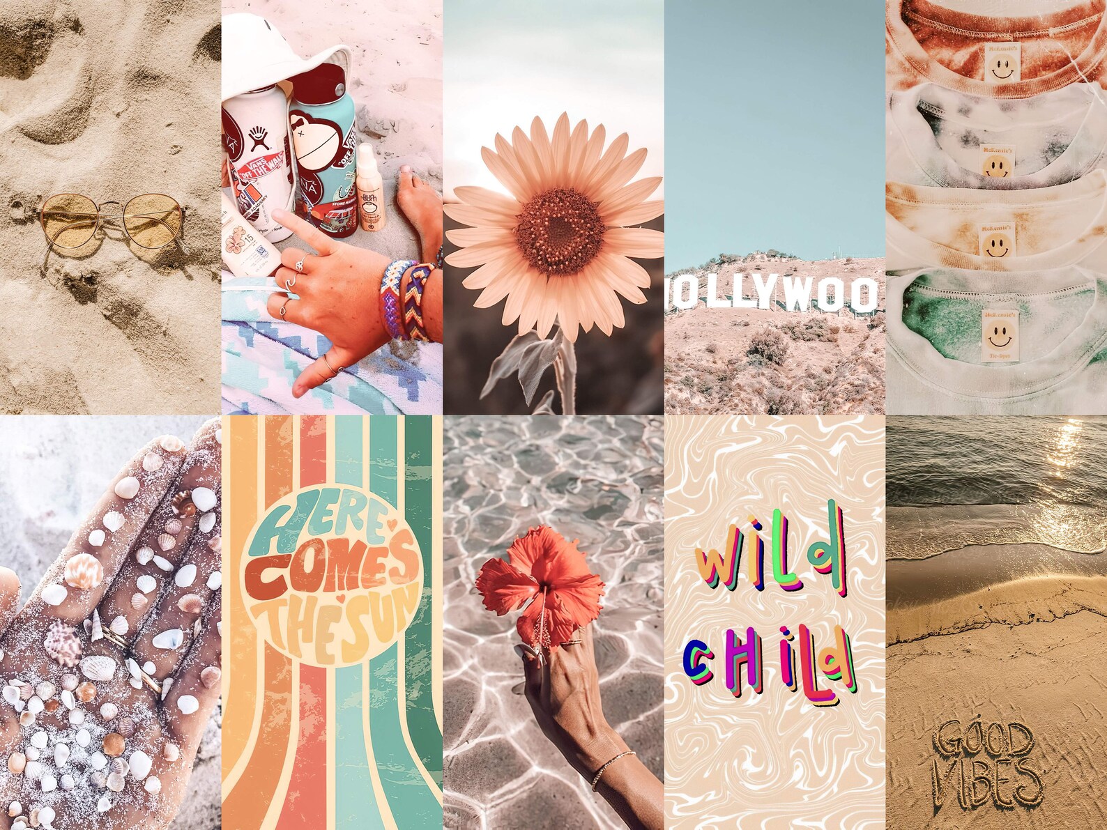 VSCO Summer Wall Collage Kit, Beach Photo Collage, Peach, DIGITAL ...