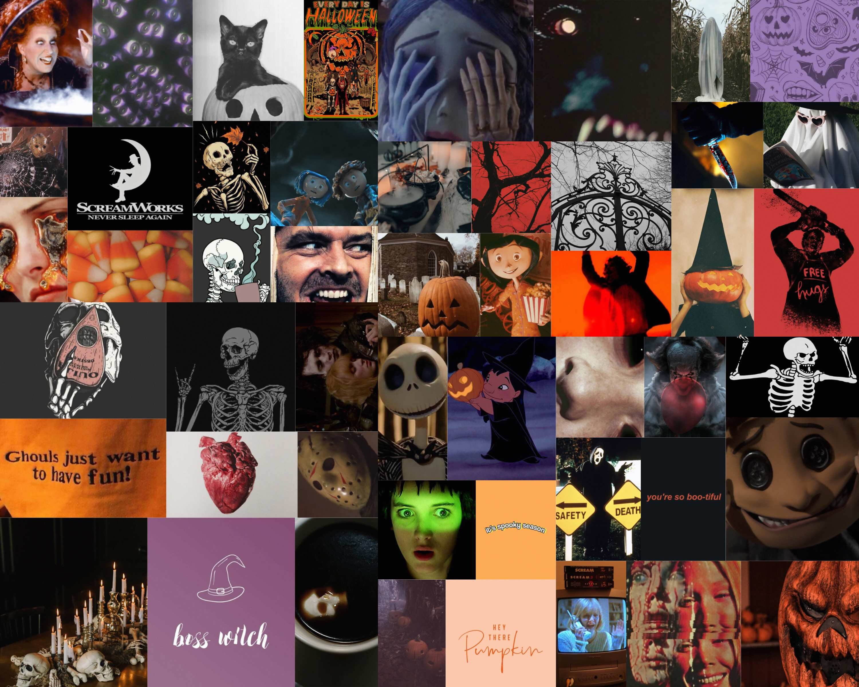 Halloween Wall Collage Kit, Witch Aesthetic Wall Kit, Spooky Season ...