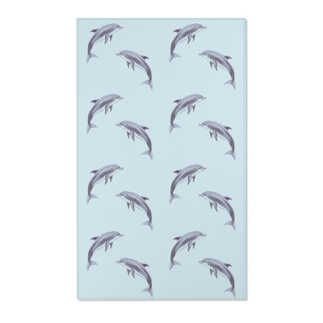 Happy Dolphins Area Rug Light Blue Rug Ocean Nursery Dolphin Baby ...