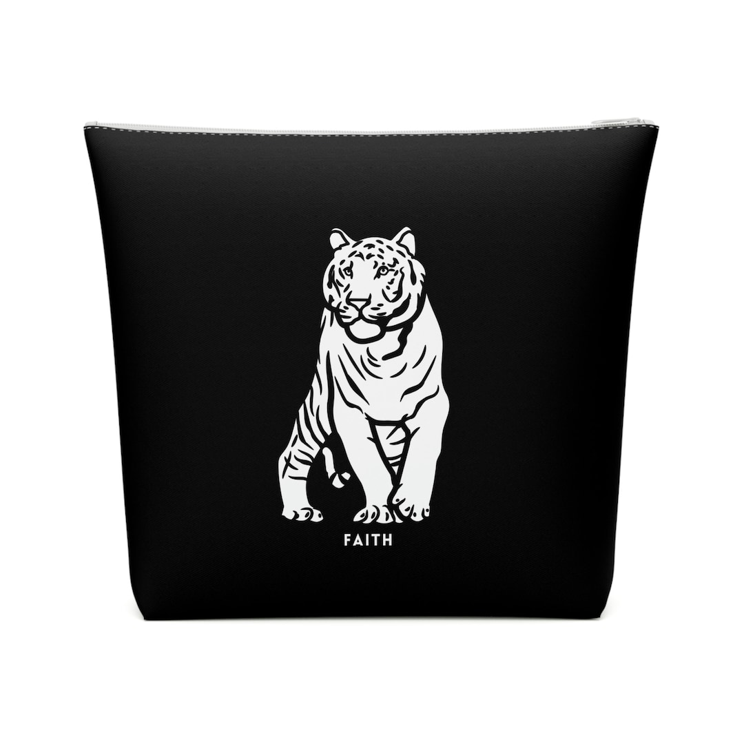 White Tiger Makeup Bag Faith White Tiger Stripes Cotton Cosmetic Bag ...