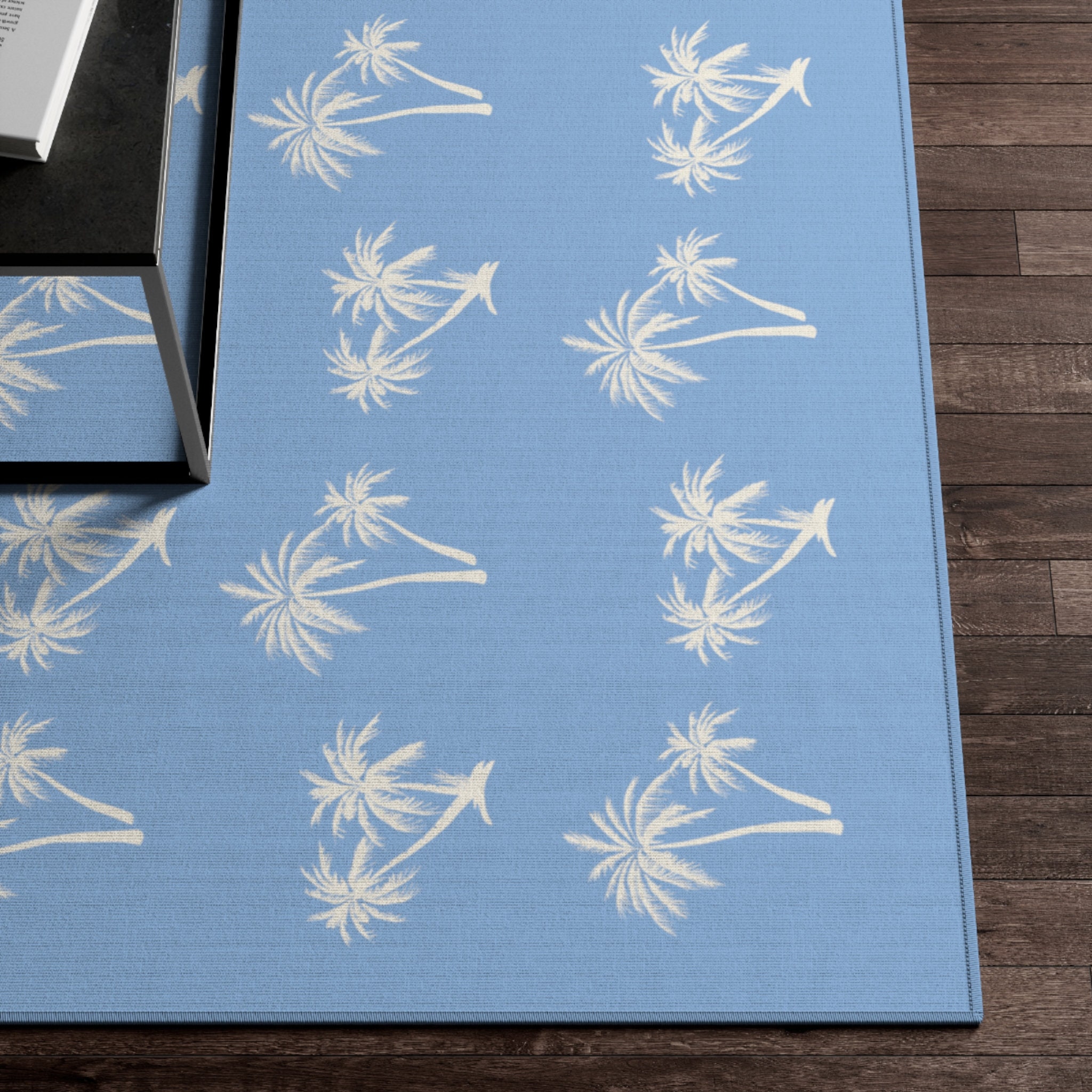 Blue Palms Area Rug Palm Tree Dornier Rug Beach Rug Tropical Boho Rug ...