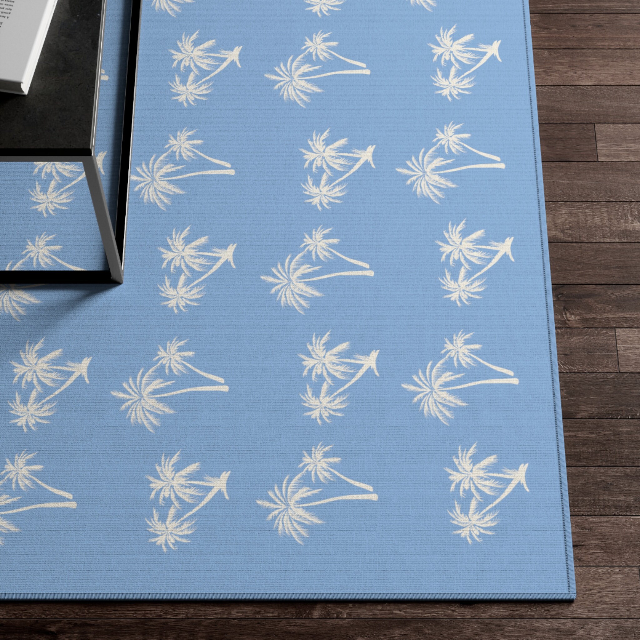 Blue Palms Area Rug Palm Tree Dornier Rug Beach Rug Tropical Boho Rug ...
