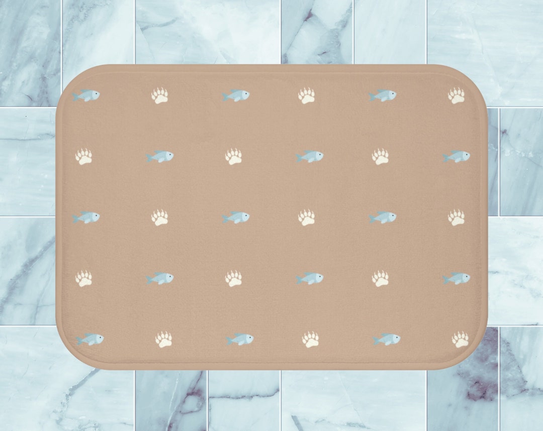 Fish & Paw Print | Cute Bath Mat | Anti-slip | Fantastic Forest ...