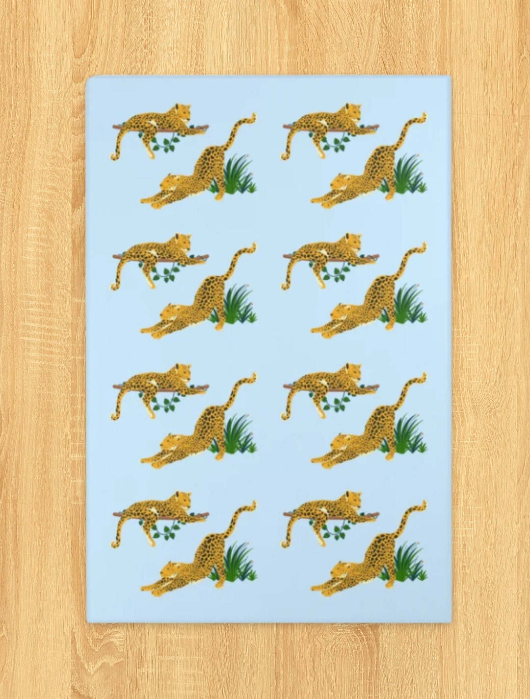 Lazy Leopards Area Rug Exotic Animal Print Rug Baby Blue Gold and ...