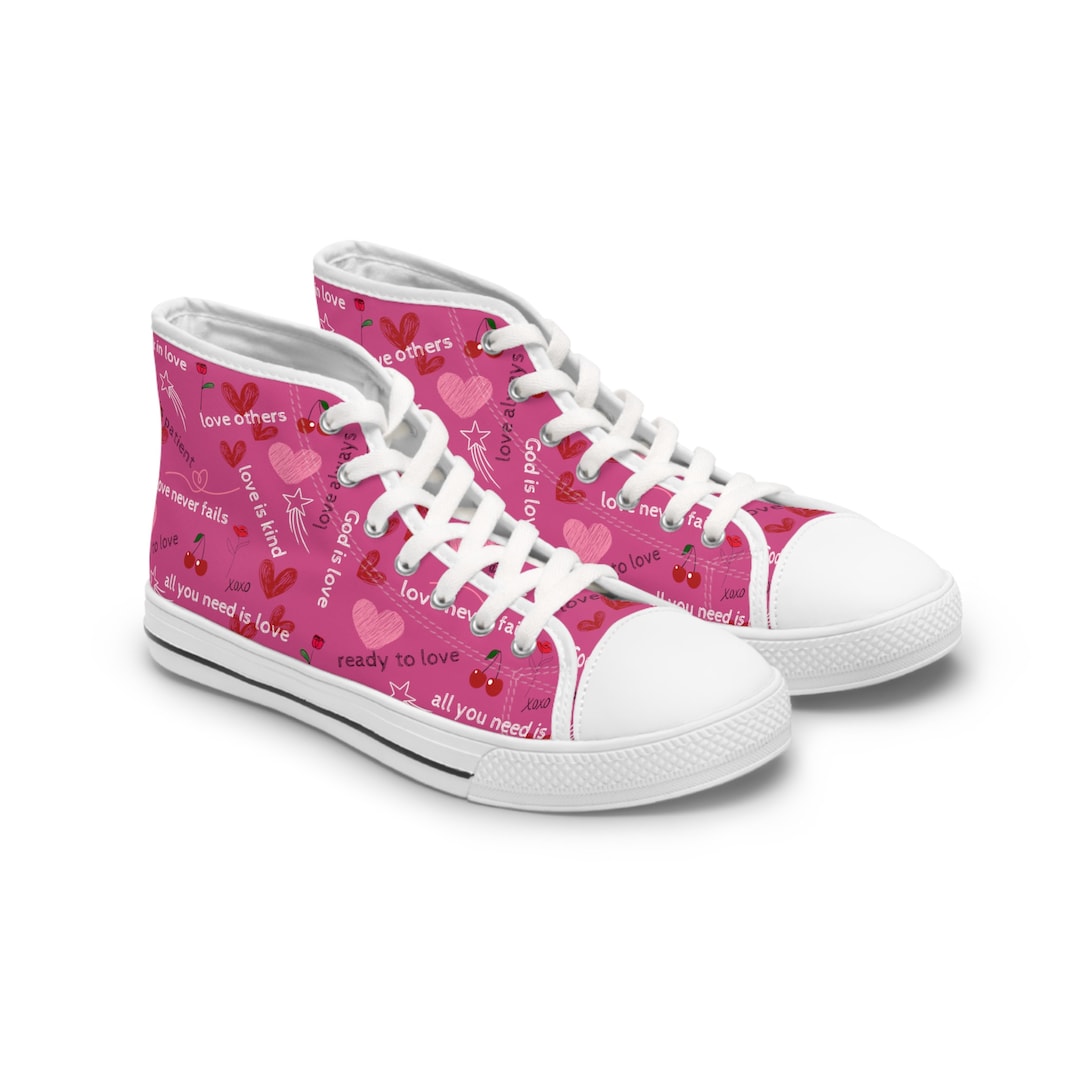 Walk in Love Women's High Top Sneakers Inspirational Sneakers Roses ...