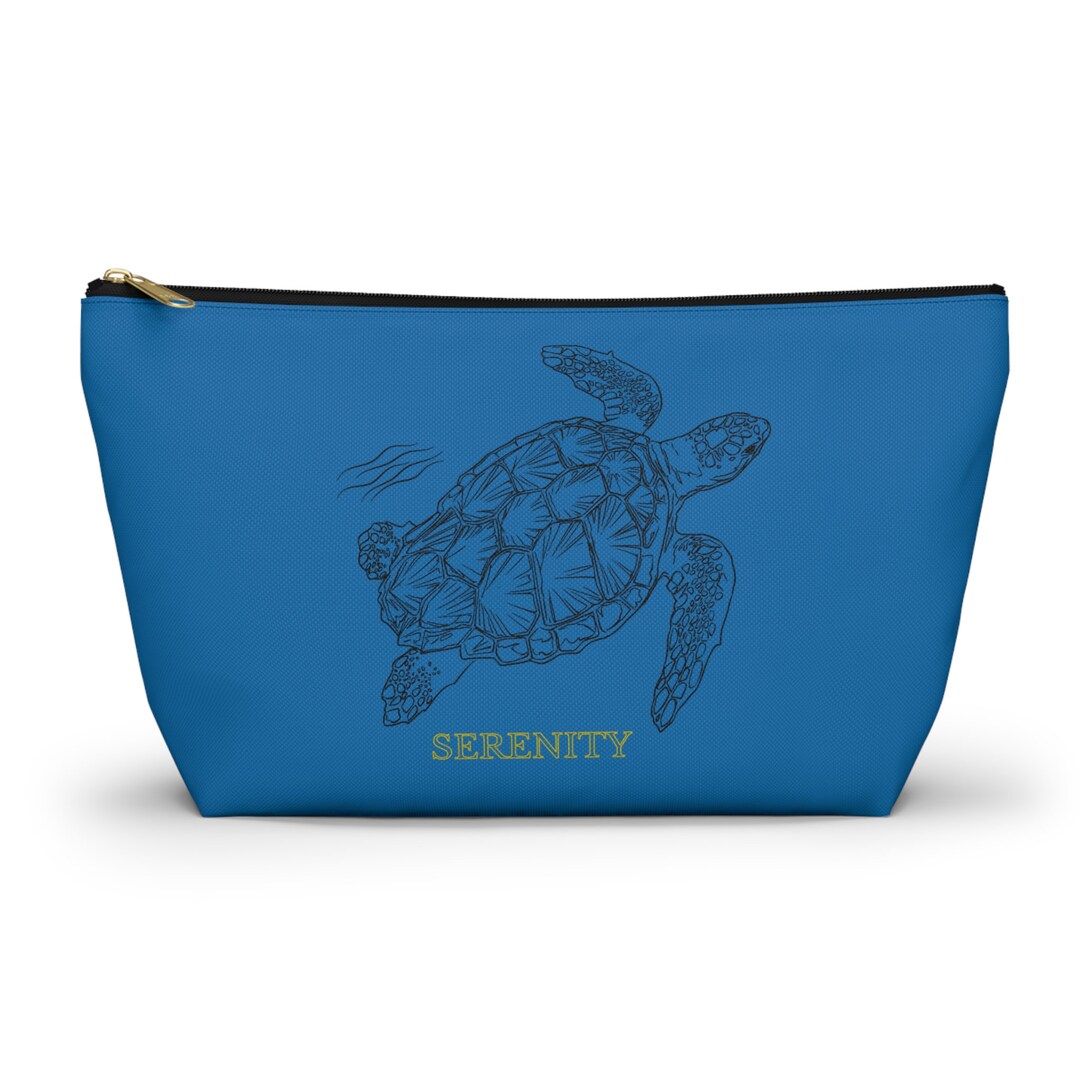Sea Turtle Makeup Bag Serenity Ocean Blue Bag Exotic Reptile Cosmetics ...