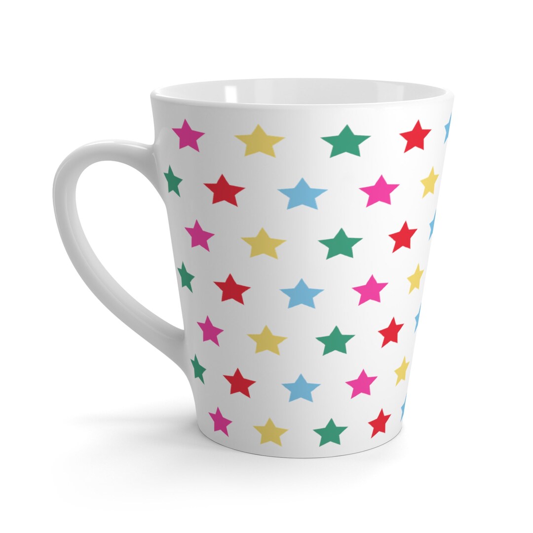 Like A Star Latte Mug Star Coffee Mug Colorful Stars Mug Rainbow Stars ...
