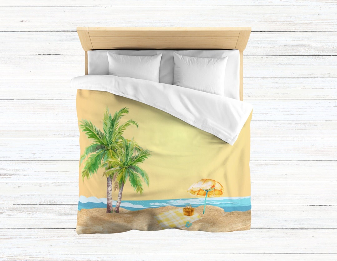 Sunburst Beach Duvet Cover Vintage Beach Soft Comforter Yellow Ombré ...