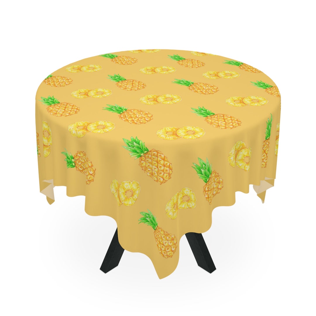 Golden Pineapples Tablecloth Square Shape Versatile Cloth for Kitchen ...