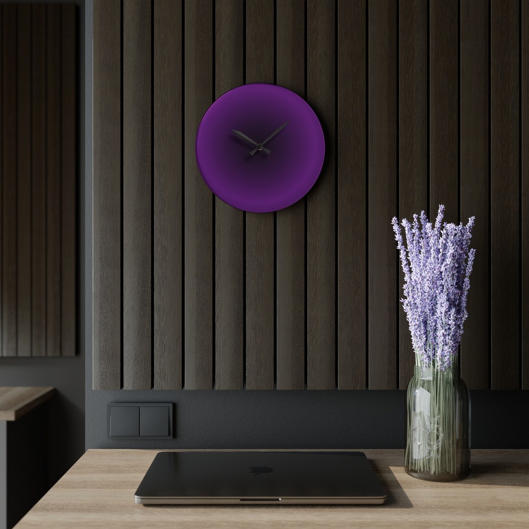 Purple Midnight Modern Wall Clock Contemporary Black and Purple Ombré ...